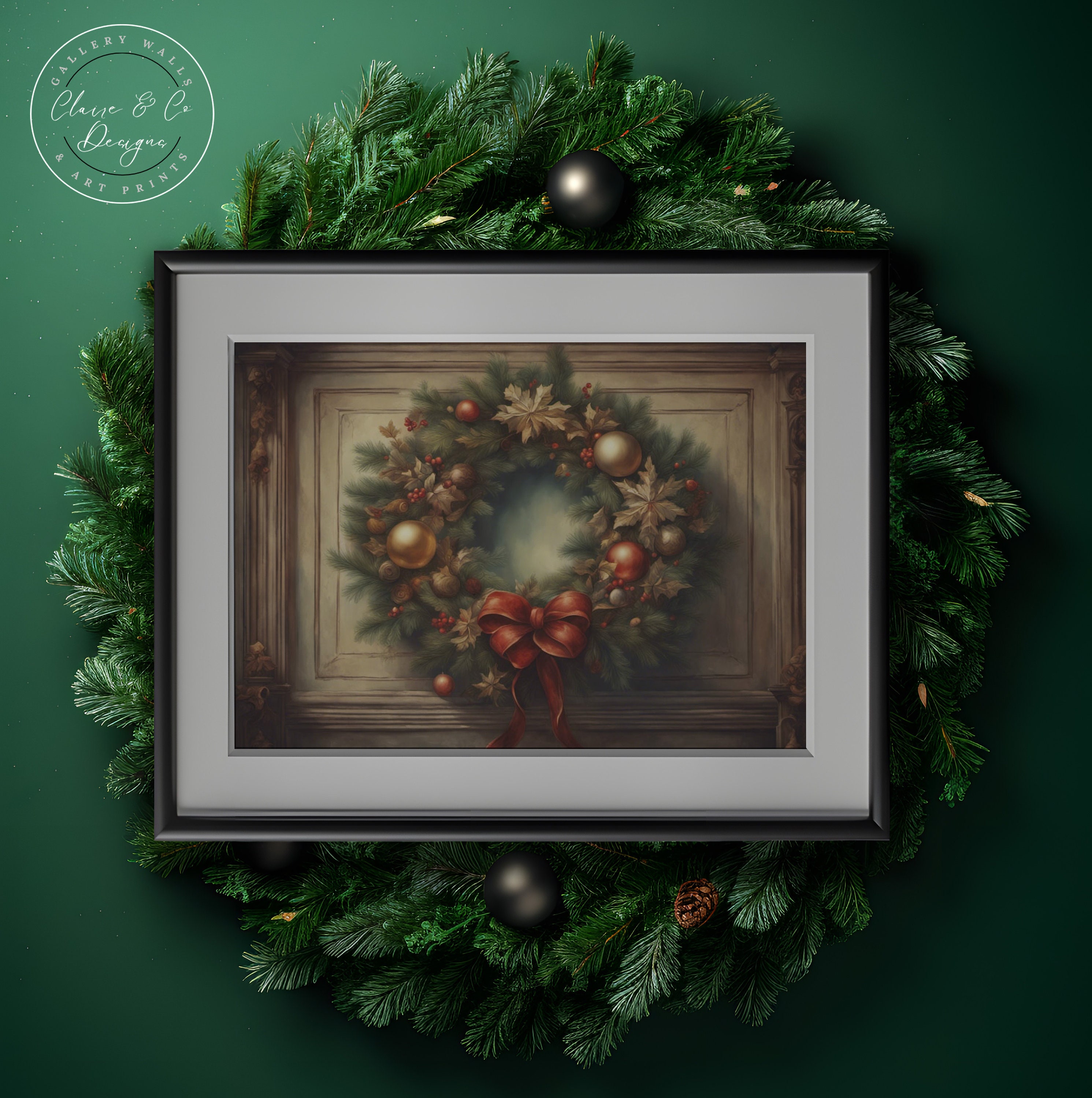 Christmas Wreath Christmas Traditions Art Print Digital - Etsy