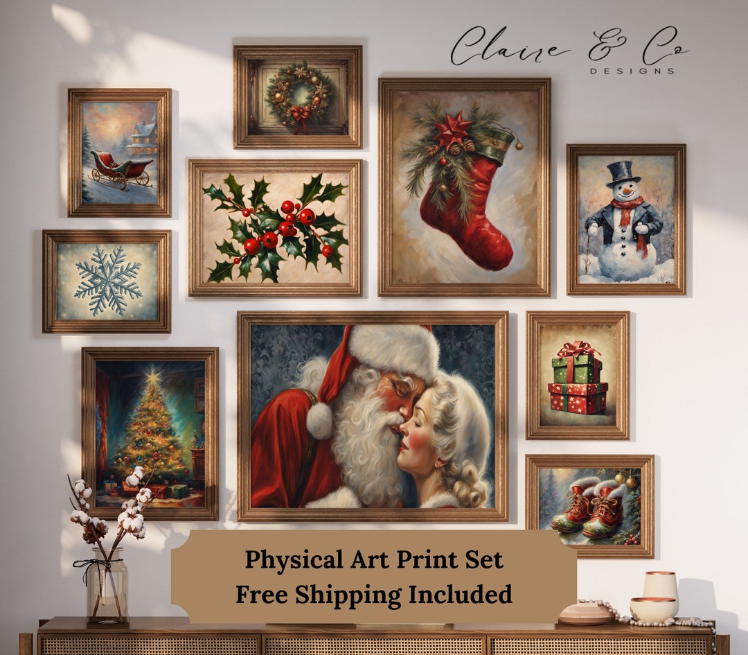 Christmas Season Art for Gallery Wall Art for Christmas 10 Piece ...