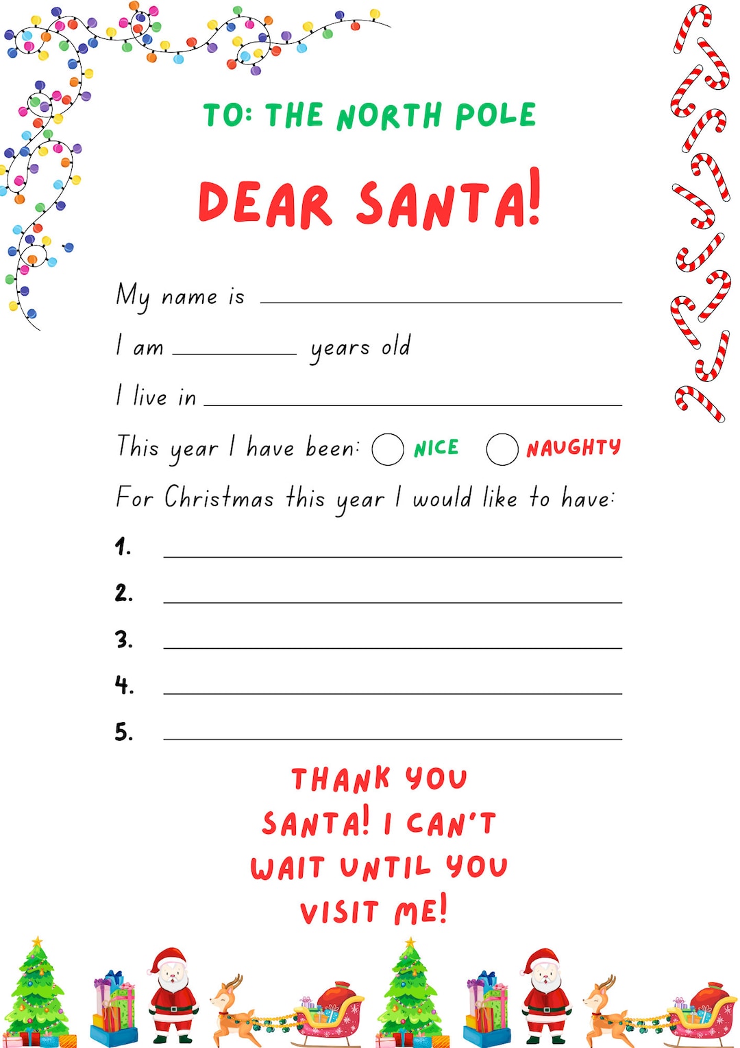 Children's Dear Santa Letter to the North Pole - Etsy