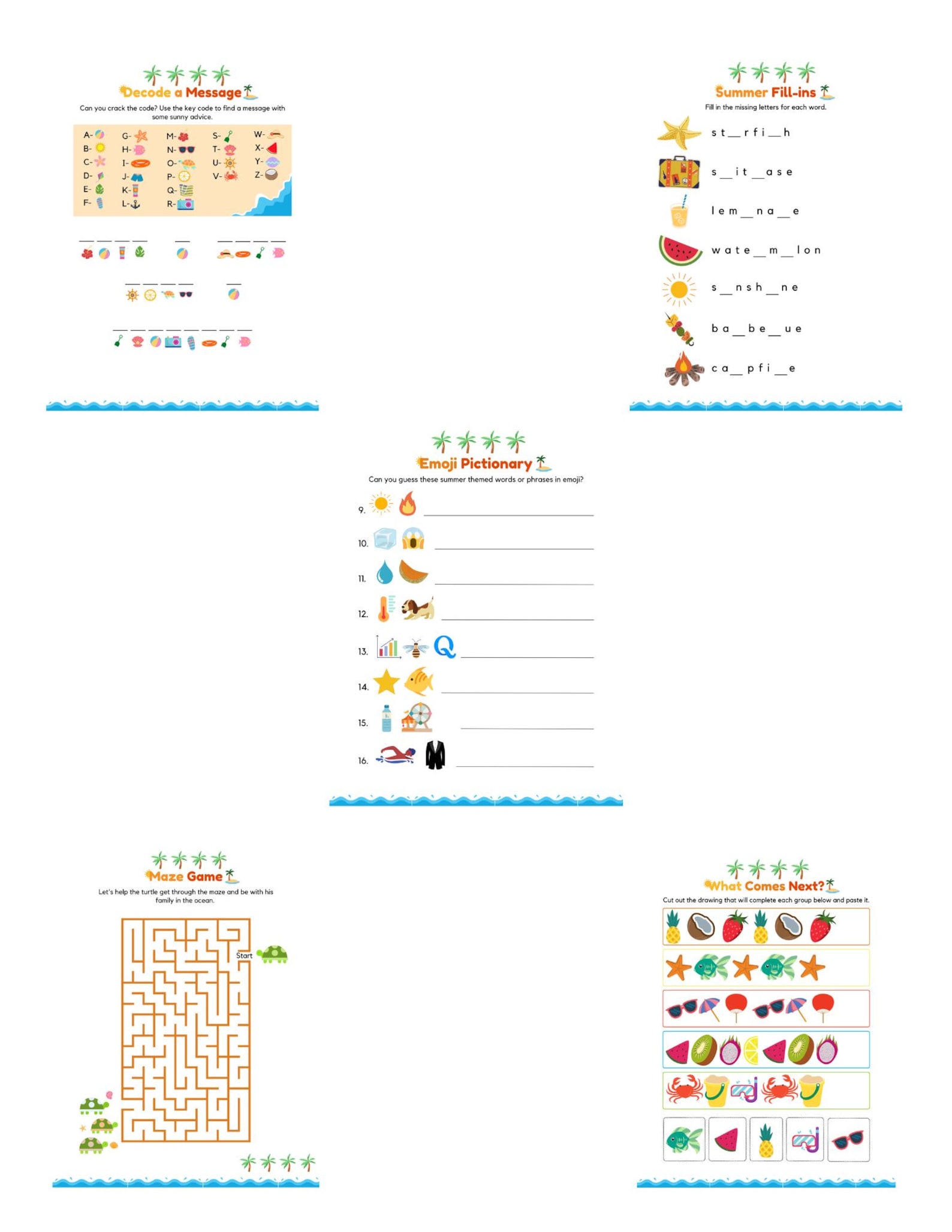 Summer Activities for Kids Bundle (55 Pages) - Etsy