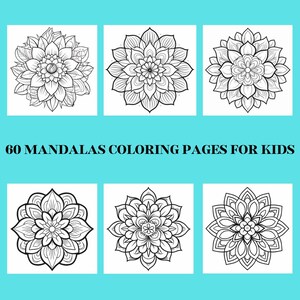 60 Mandalas Coloring Pages for Kids. PDF Format. Instant Download. - Etsy