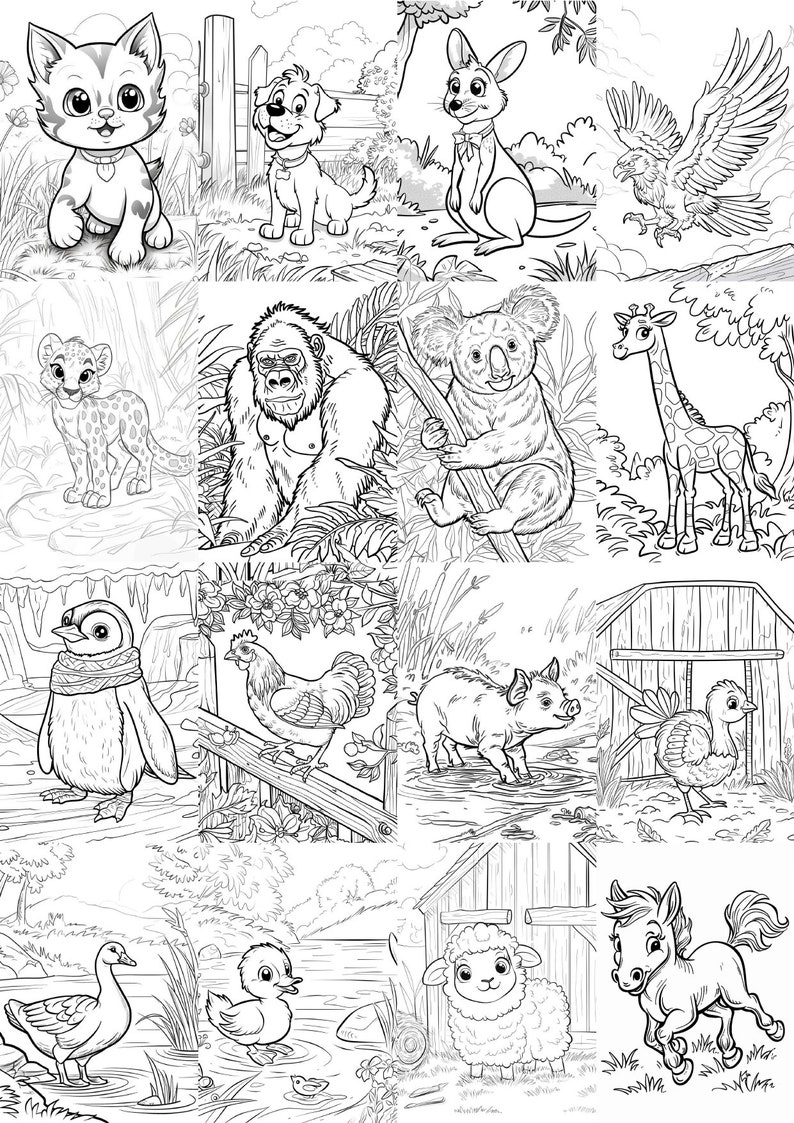 50 Animals Coloring Pages for Kids. PDF Format. Instant Download. - Etsy