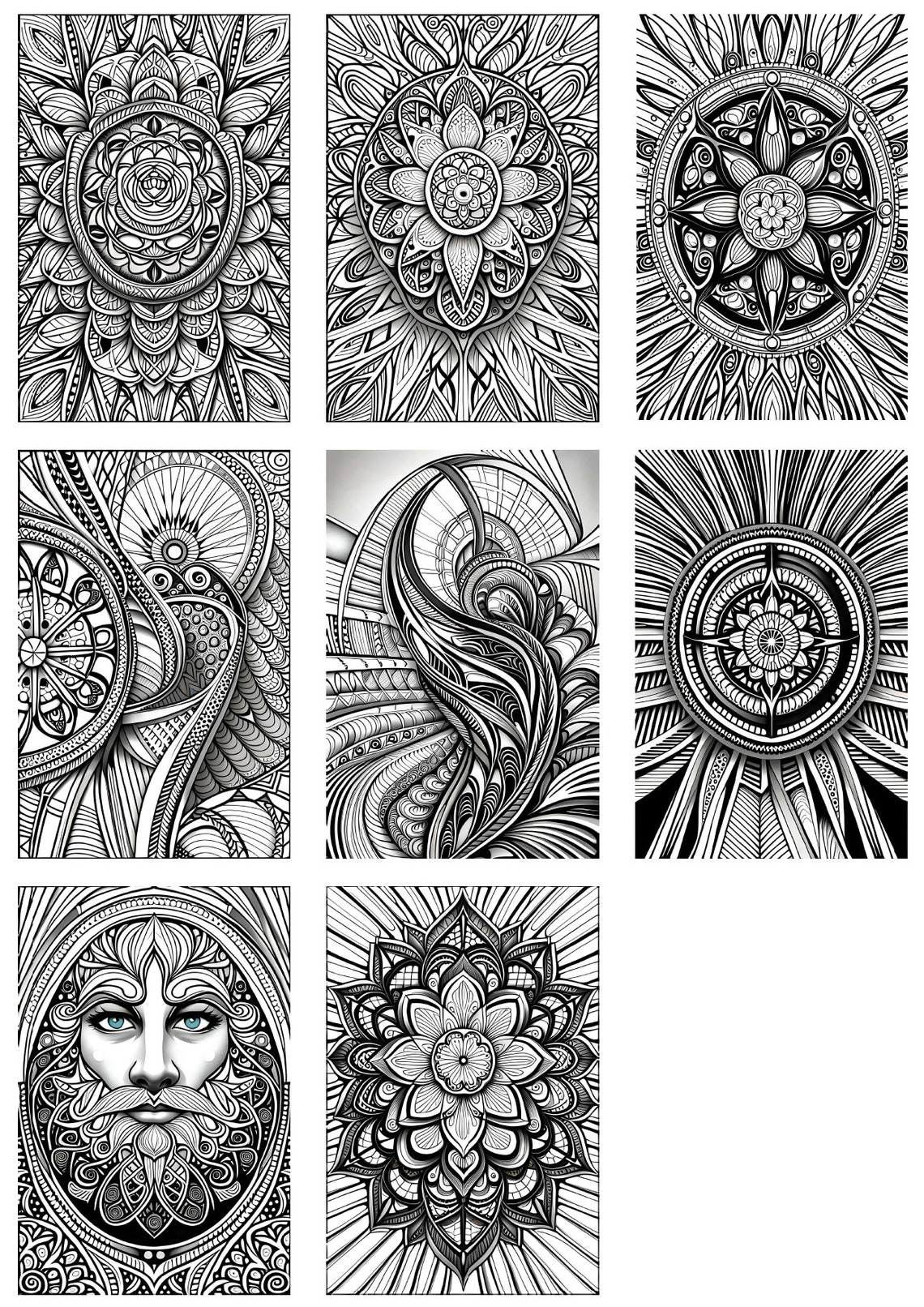 8 Mandalas Coloring Pages for Adults. DIN A4 and DIN A3. PDF Format ...