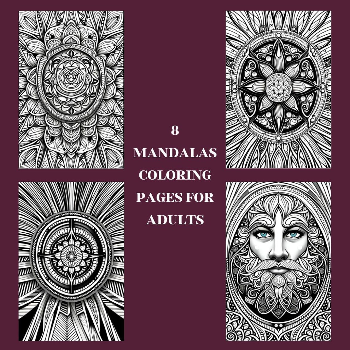 8 Mandalas Coloring Pages for Adults. DIN A4 and DIN A3. PDF Format ...