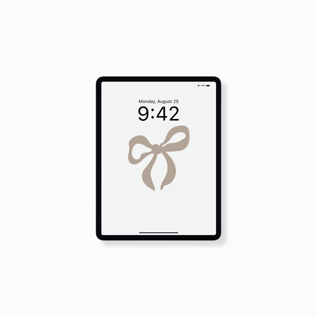 Cute Beige iPad Wallpaper | Aesthetic Bow Design for iPad | Cute Tablet ...