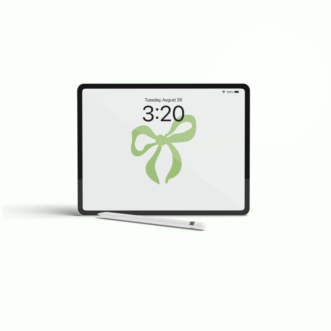 Cute Green iPad Wallpaper | Aesthetic Bow Design for iPad | Cute Tablet ...