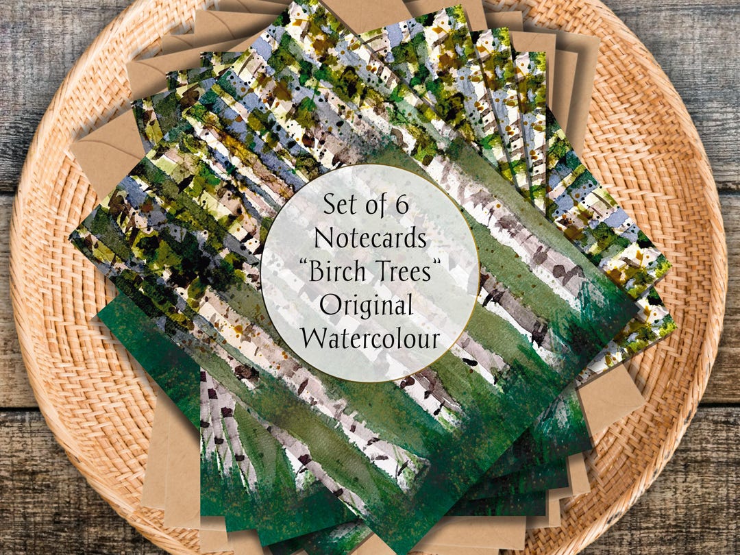 Birch Tree Blank Cards Set of 6 – Watercolor Note Cards – Nature Art ...