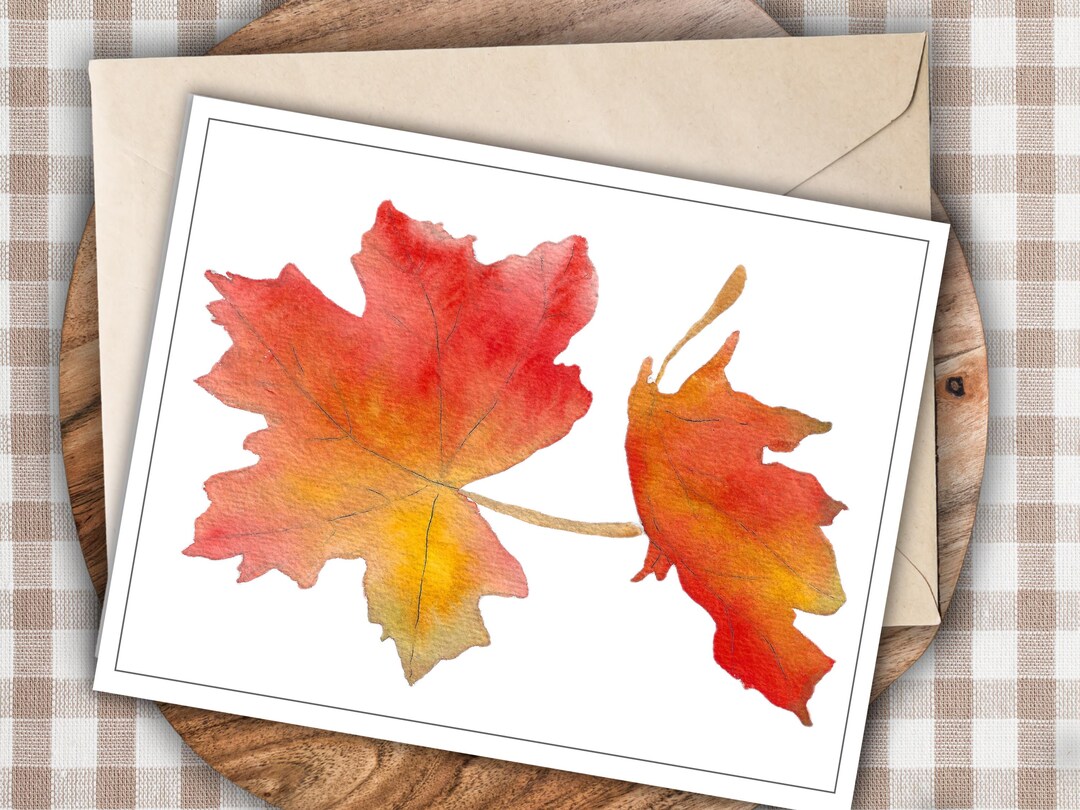 Blank Note Cards - Set of 6, Maple Leaf, Nature Notes, Autumn Colours ...