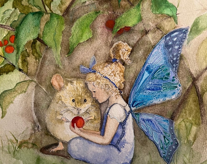 Fairy Painting, Fairy and Mouse Print, Children’s Decor, Gift for Baby ...