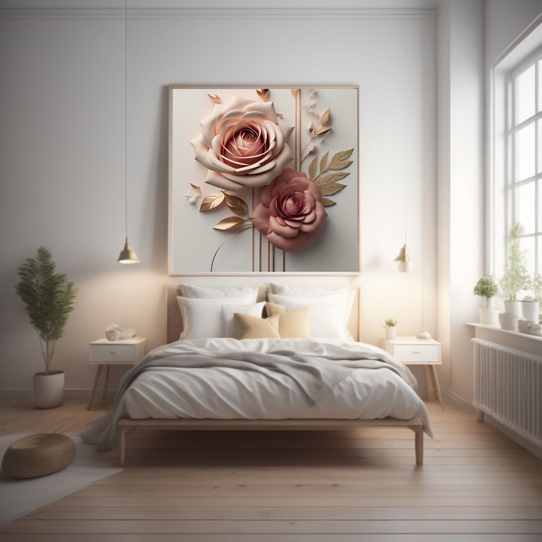 Rose Flower Wall Art, White Rose Wall Art, Floral Wall Art, Printable ...