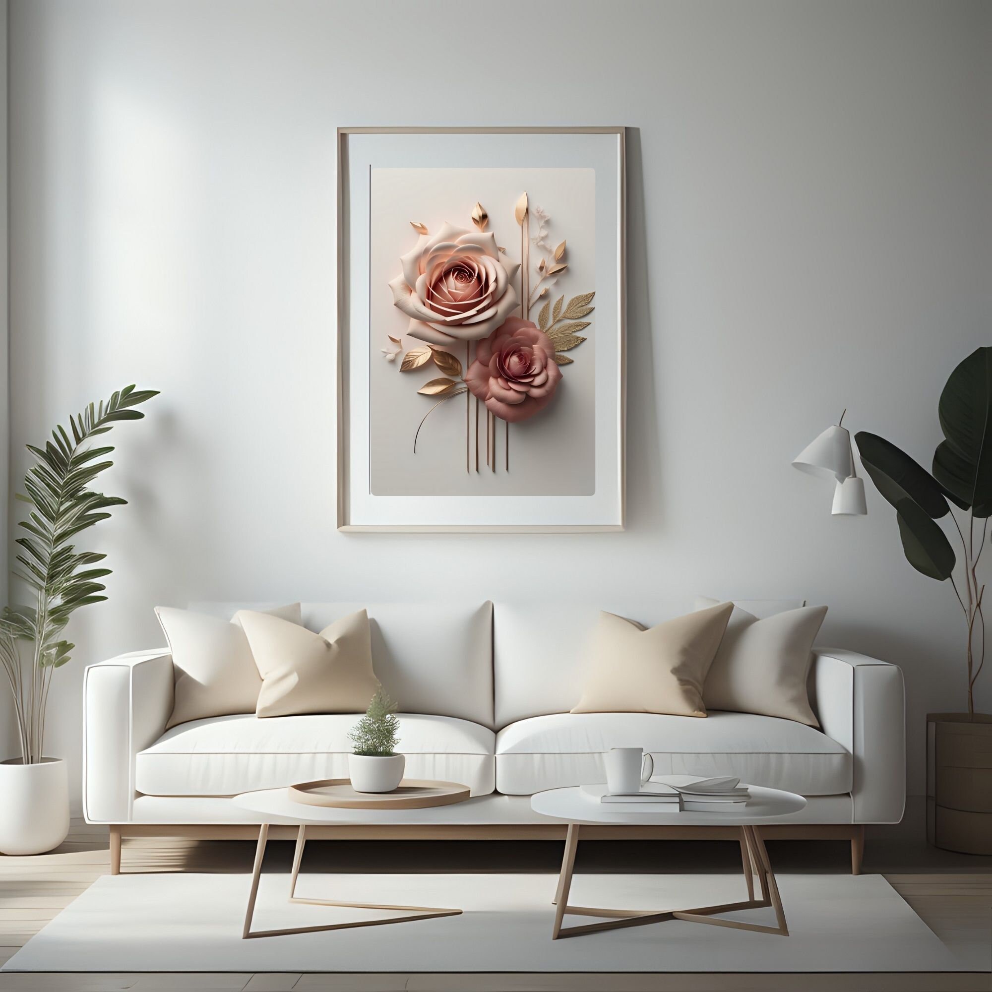 Rose Flower Wall Art, White Rose Wall Art, Floral Wall Art, Printable ...