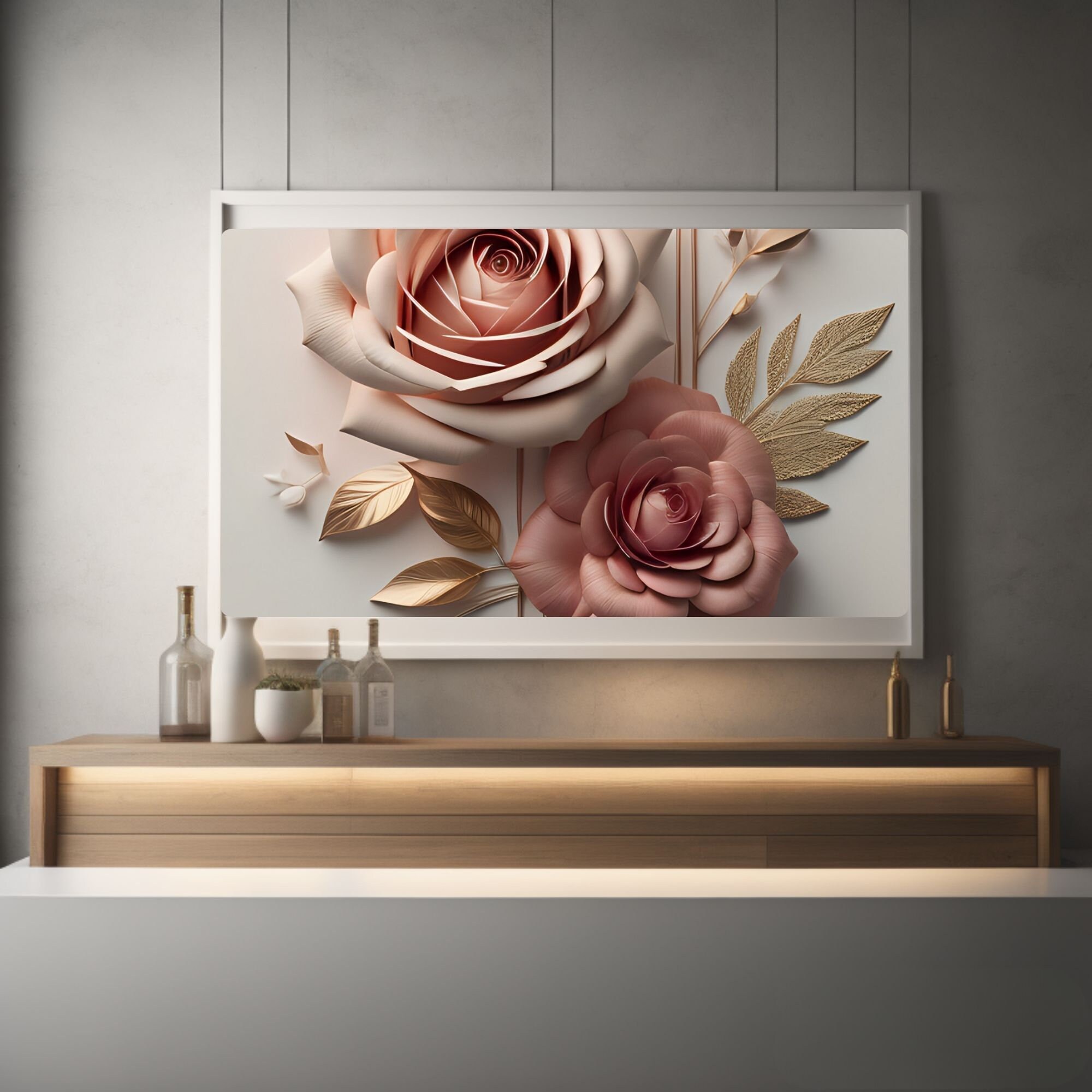 Rose Flower Wall Art, White Rose Wall Art, Floral Wall Art, Printable ...