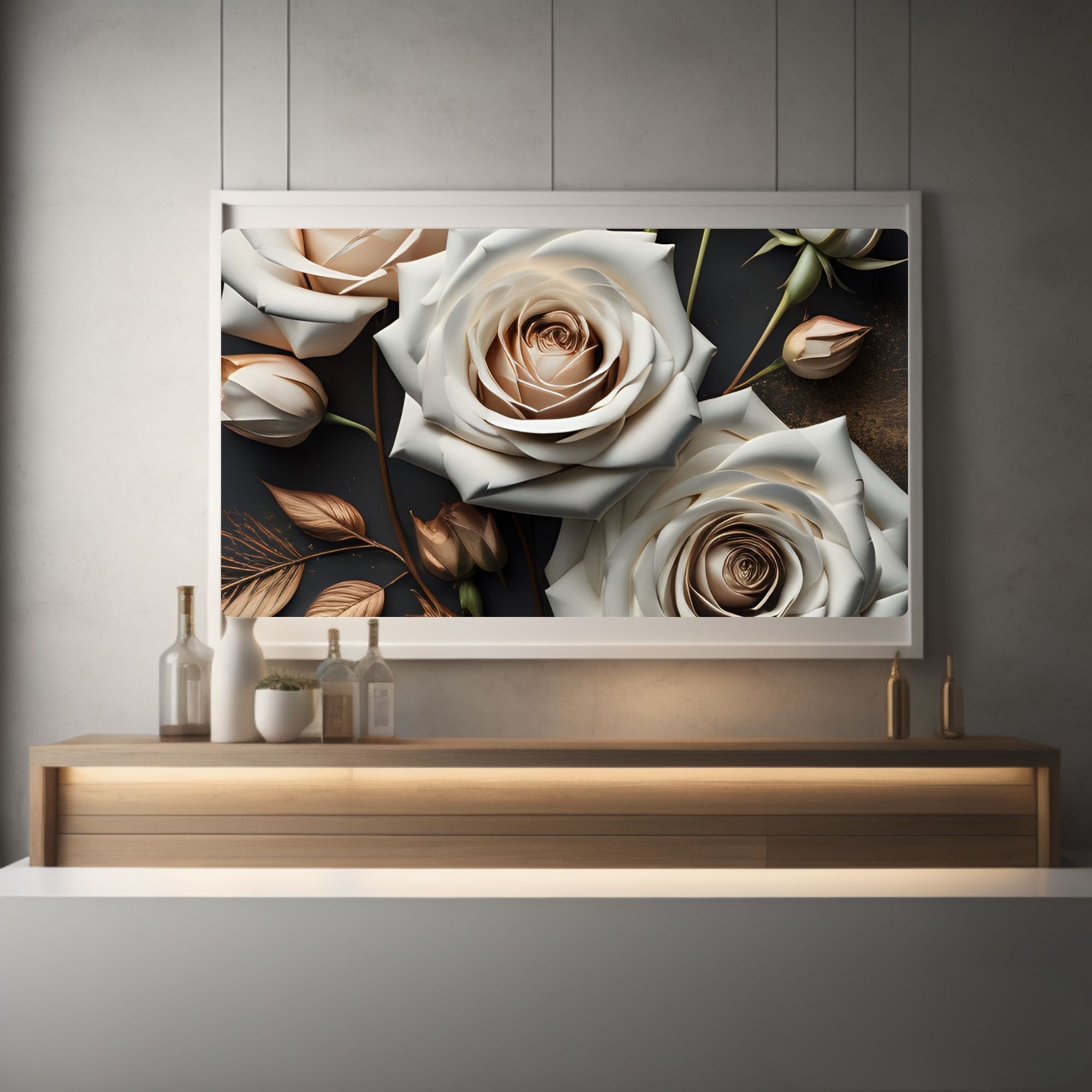 Rose Flower Wall Art, White Rose Wall Art, Floral Wall Art, Printable ...