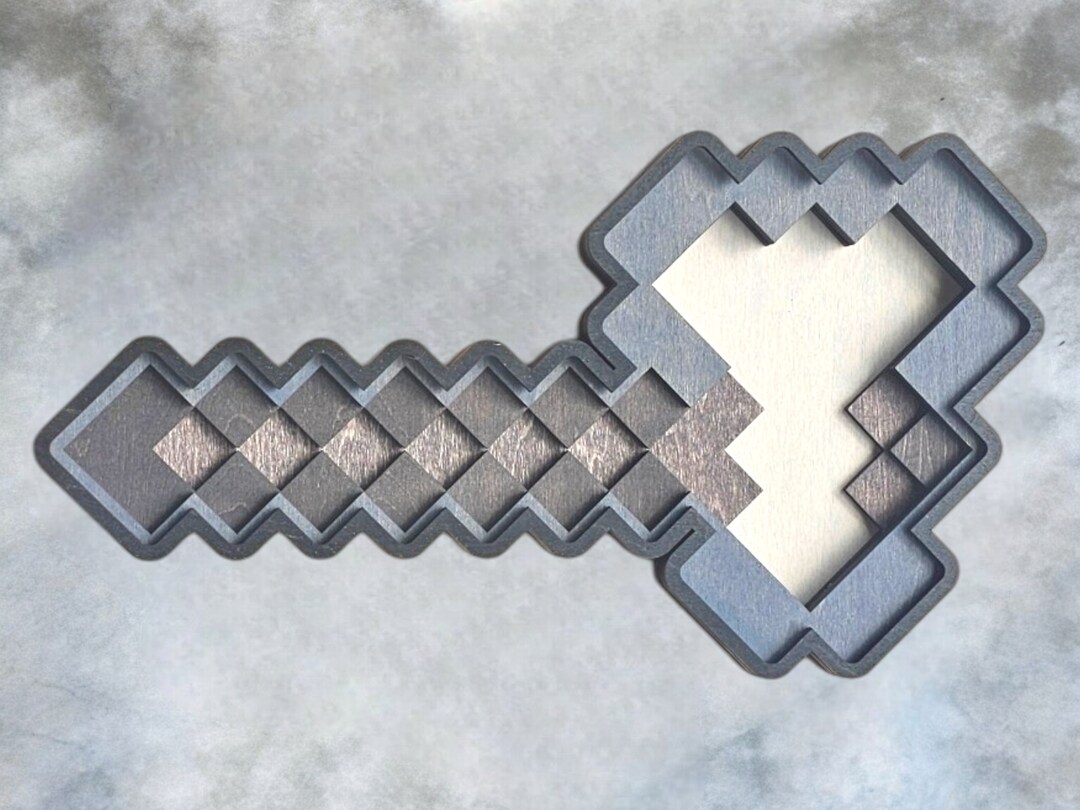 Layered Minecraft Axe Weapons SVG Laser Glowforge Files Xtool Files - Etsy