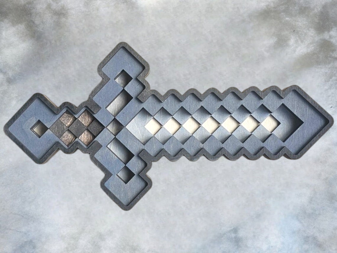 Layered Minecraft Weapons SVG Laser Glowforge Files Xtool Files - Etsy