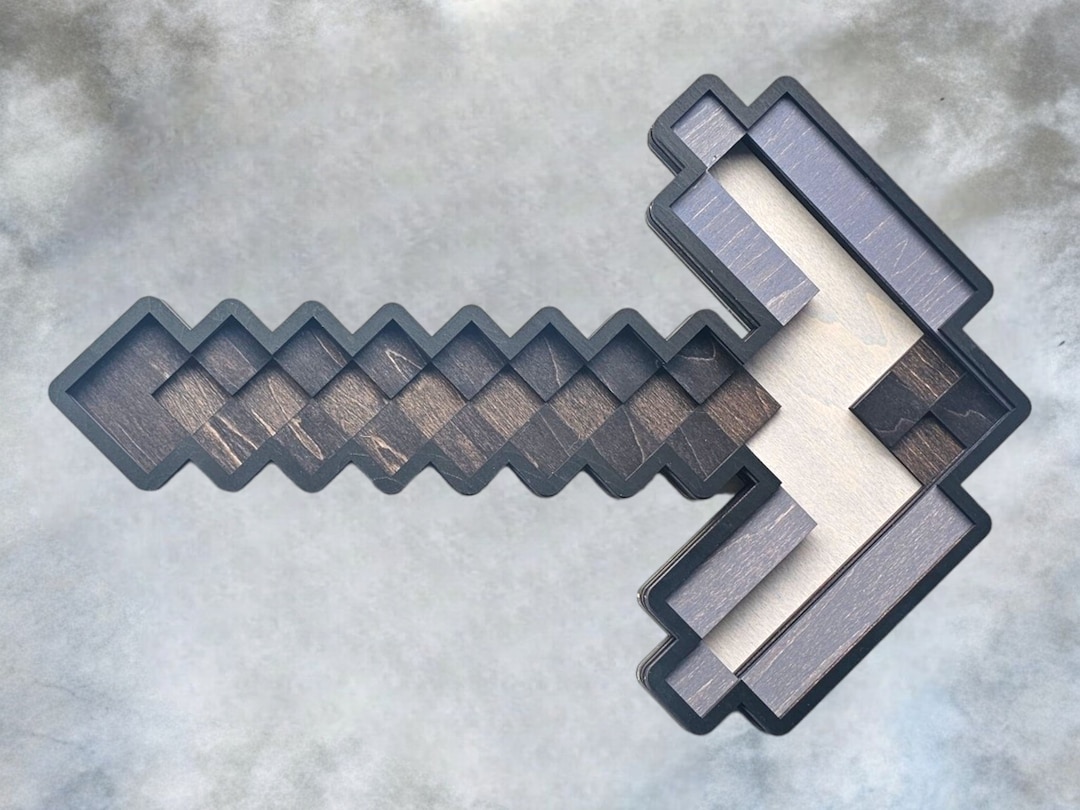 Layered Minecraft Pick Axe Weapons SVG Laser Glowforge Files Xtool ...