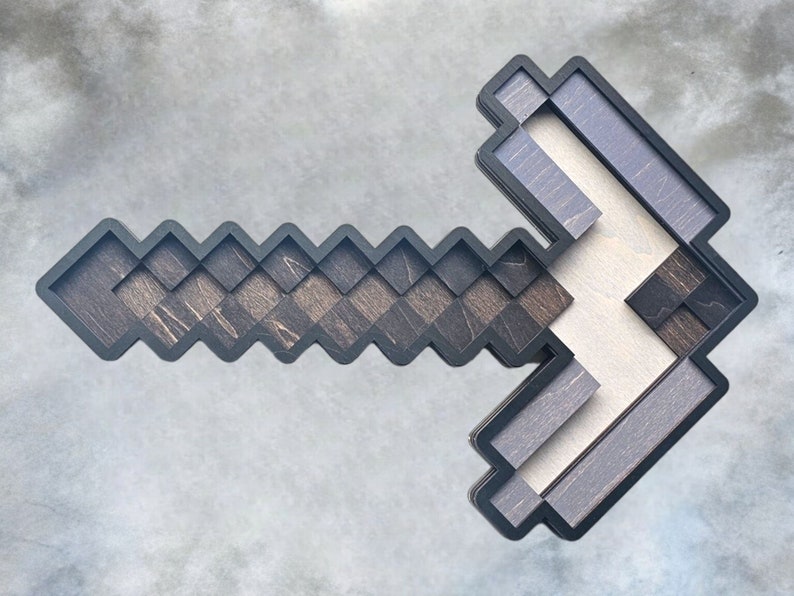 Layered Minecraft Pick Axe Weapons SVG Laser Glowforge Files Xtool ...