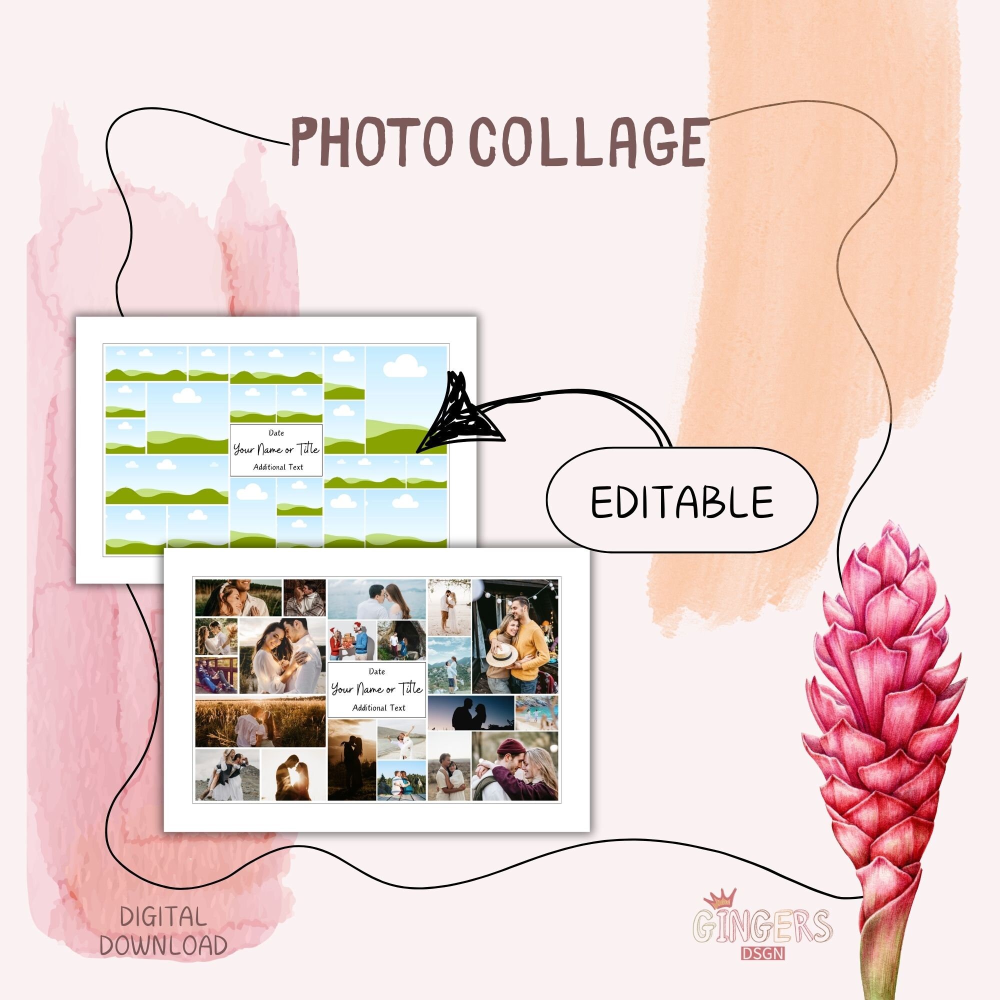 Poster Size Photo Collage Template, Funeral, Graduation, Birthday ...