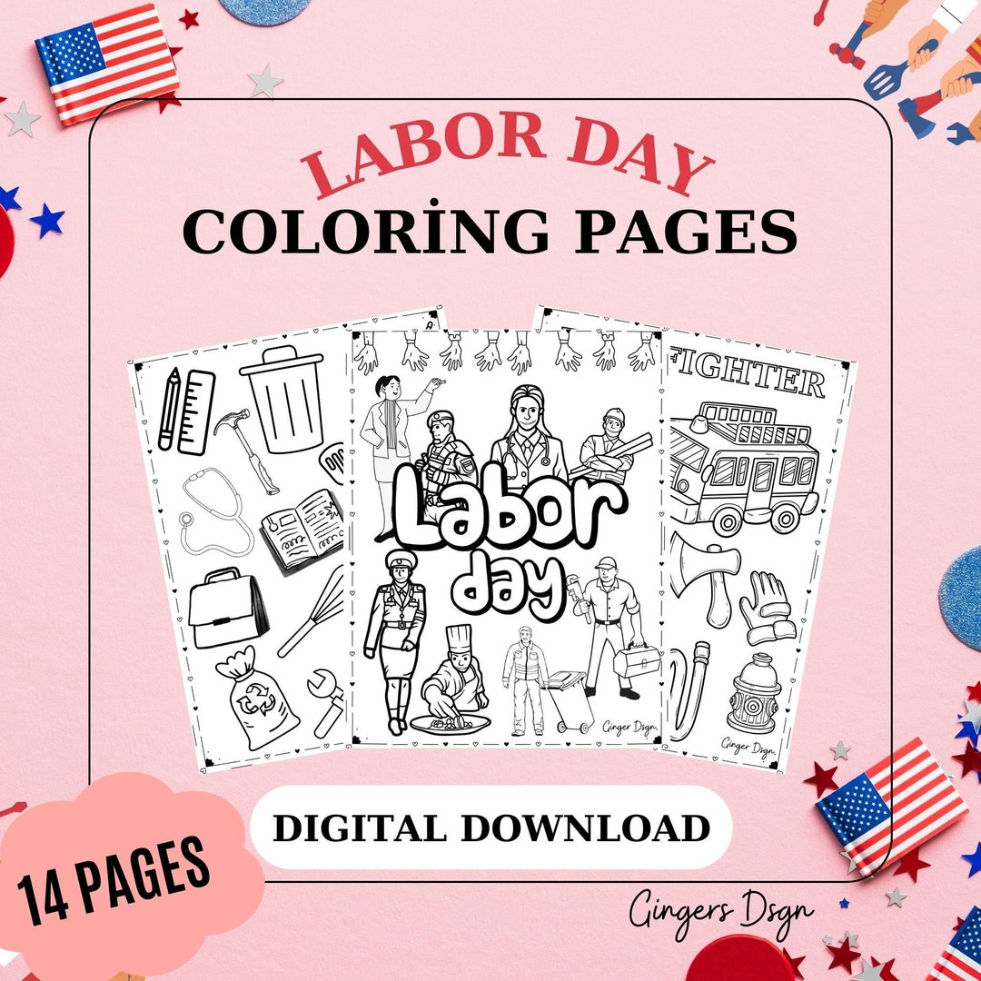 Labor Day Coloring Pages Activity Worksheets Coloring Book - Etsy