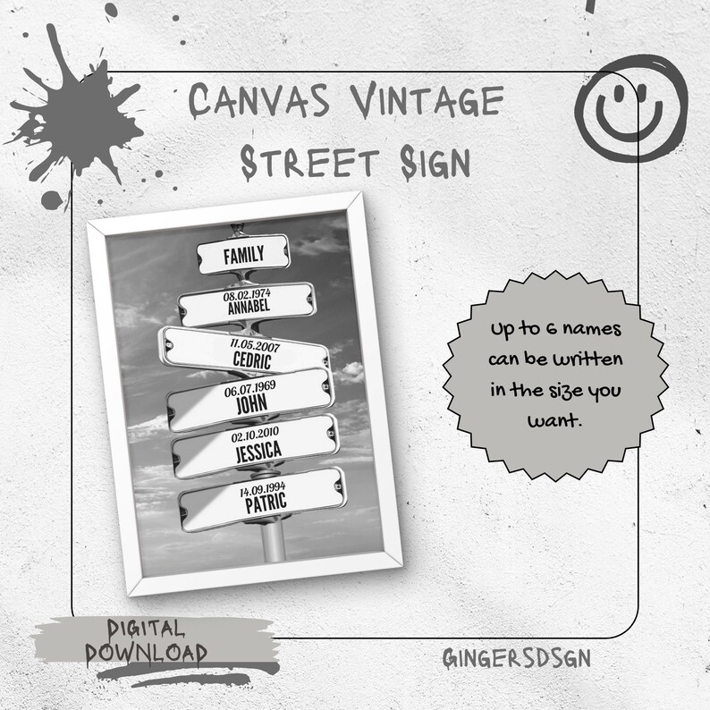 Personalized Name Vintage Street Sign Canvas Wall Art, Street Sign With ...