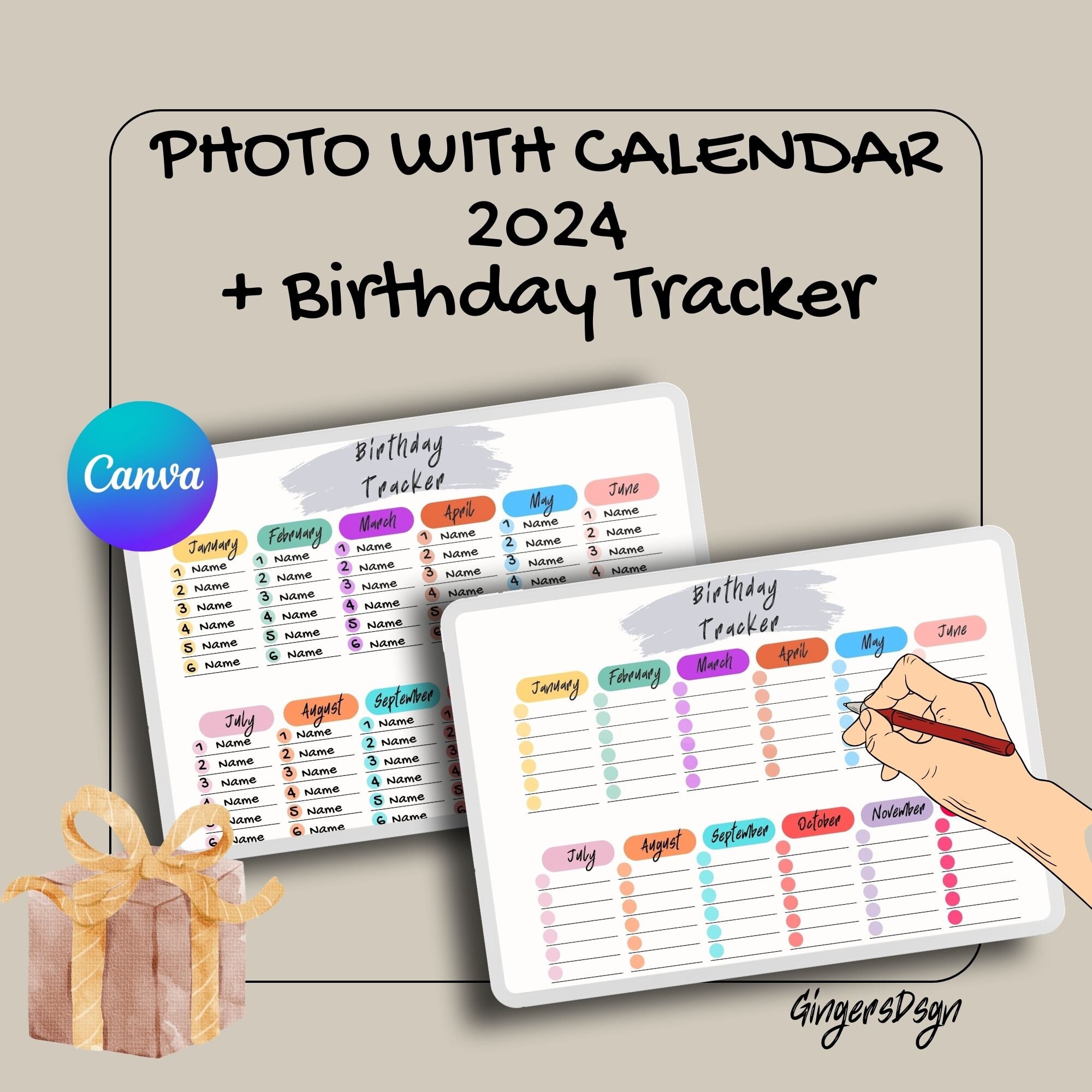 Personalized Calendar 2024 Printable and Editable Calendar - Etsy