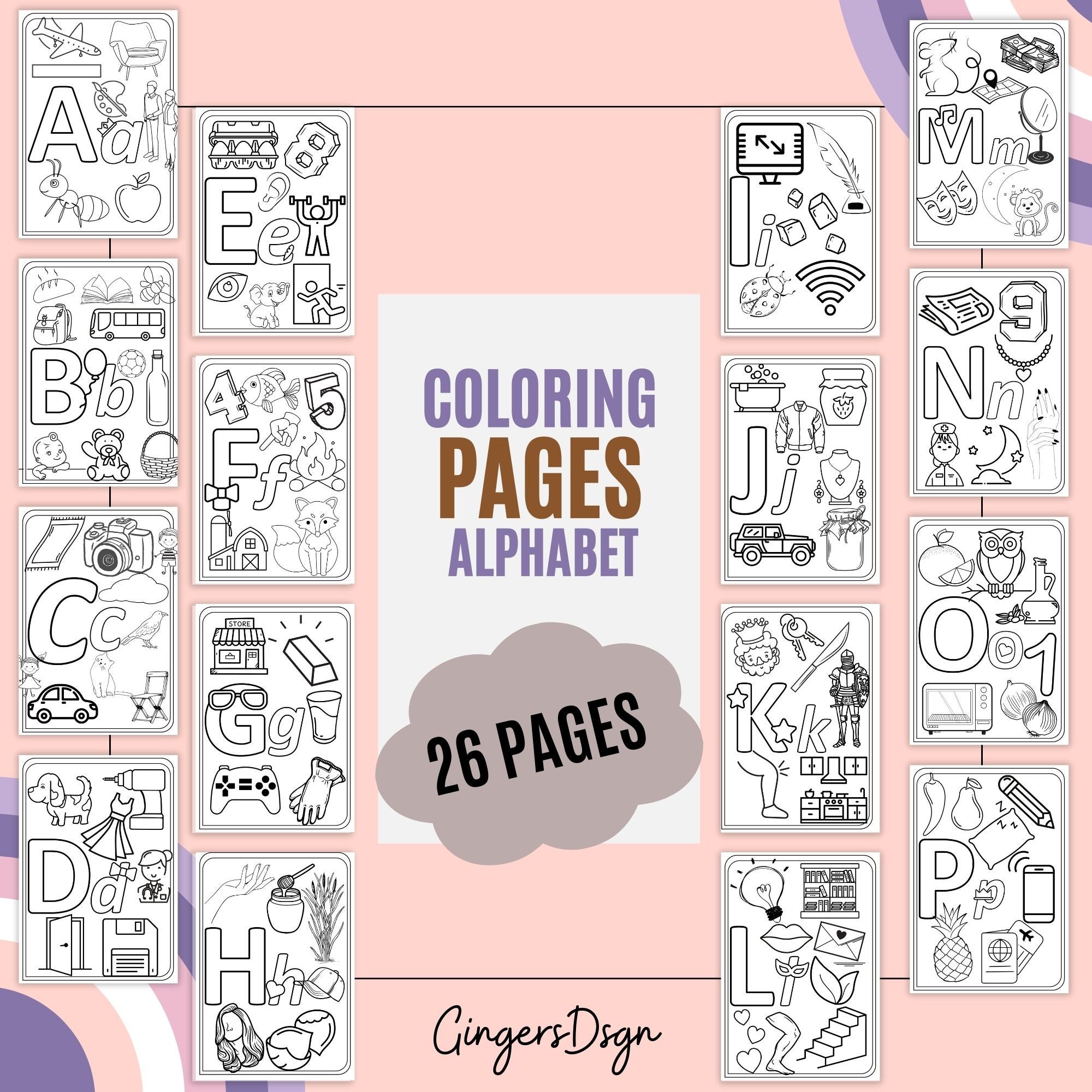 ALPHABET COLORİNG PAGES - Etsy