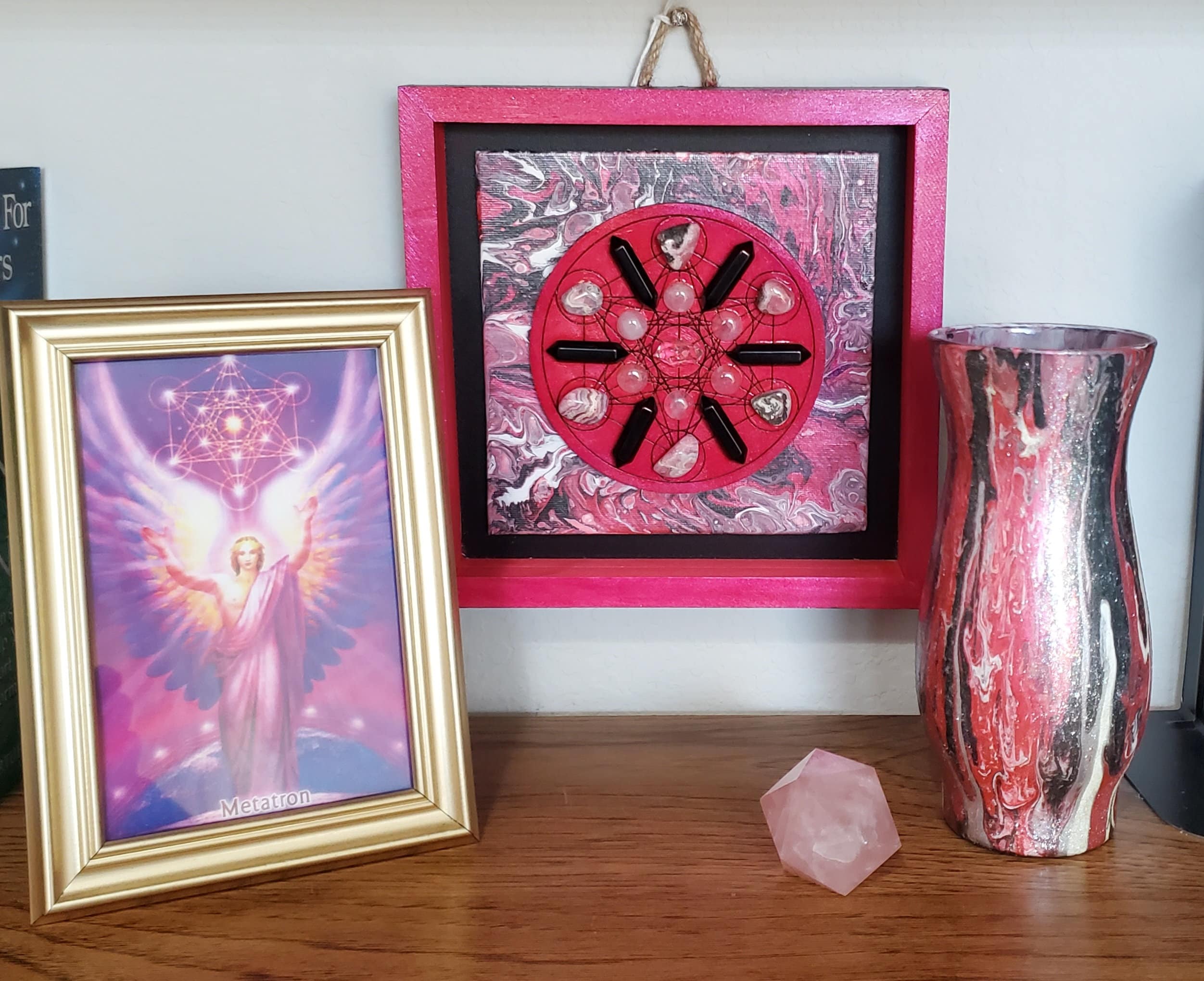 Archangel Metatron Grid - Red, Black, White, and Silver Paint Pour W ...