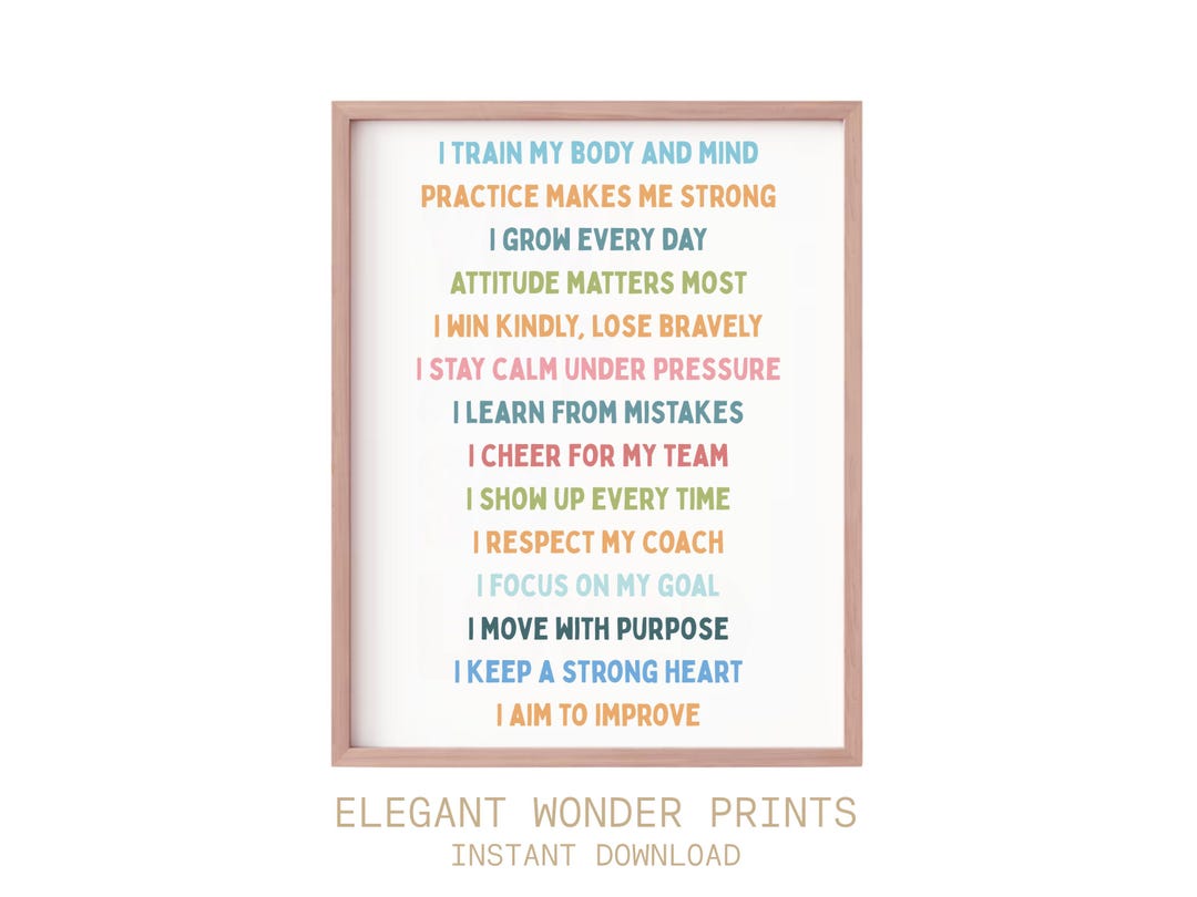 Kids Sports Affirmations Poster, Printable Wall Art for Athletes ...