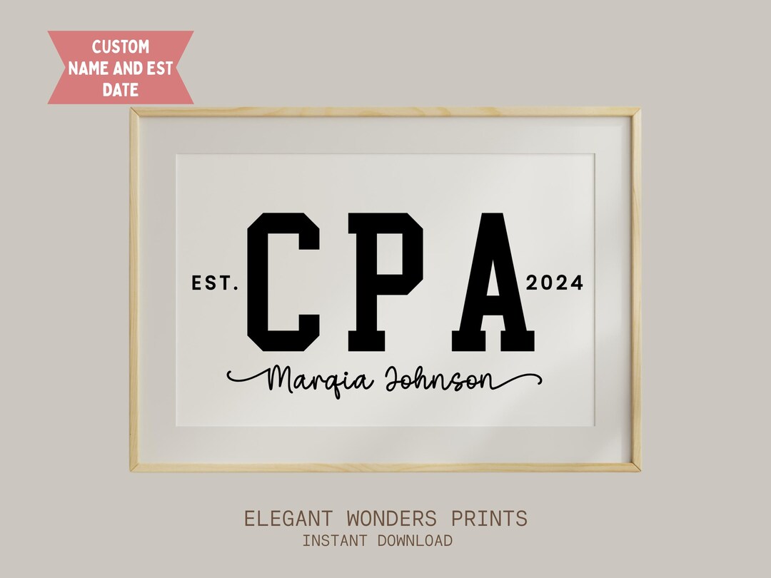 Custom CPA Name Digital Art Print, CPA Graduate Personalised Poster ...