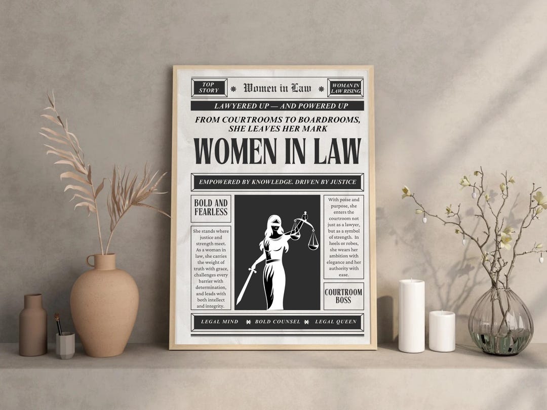 Women in Law Print, Newspaper Print Lawyer Wall Art, Retro Lawyer ...