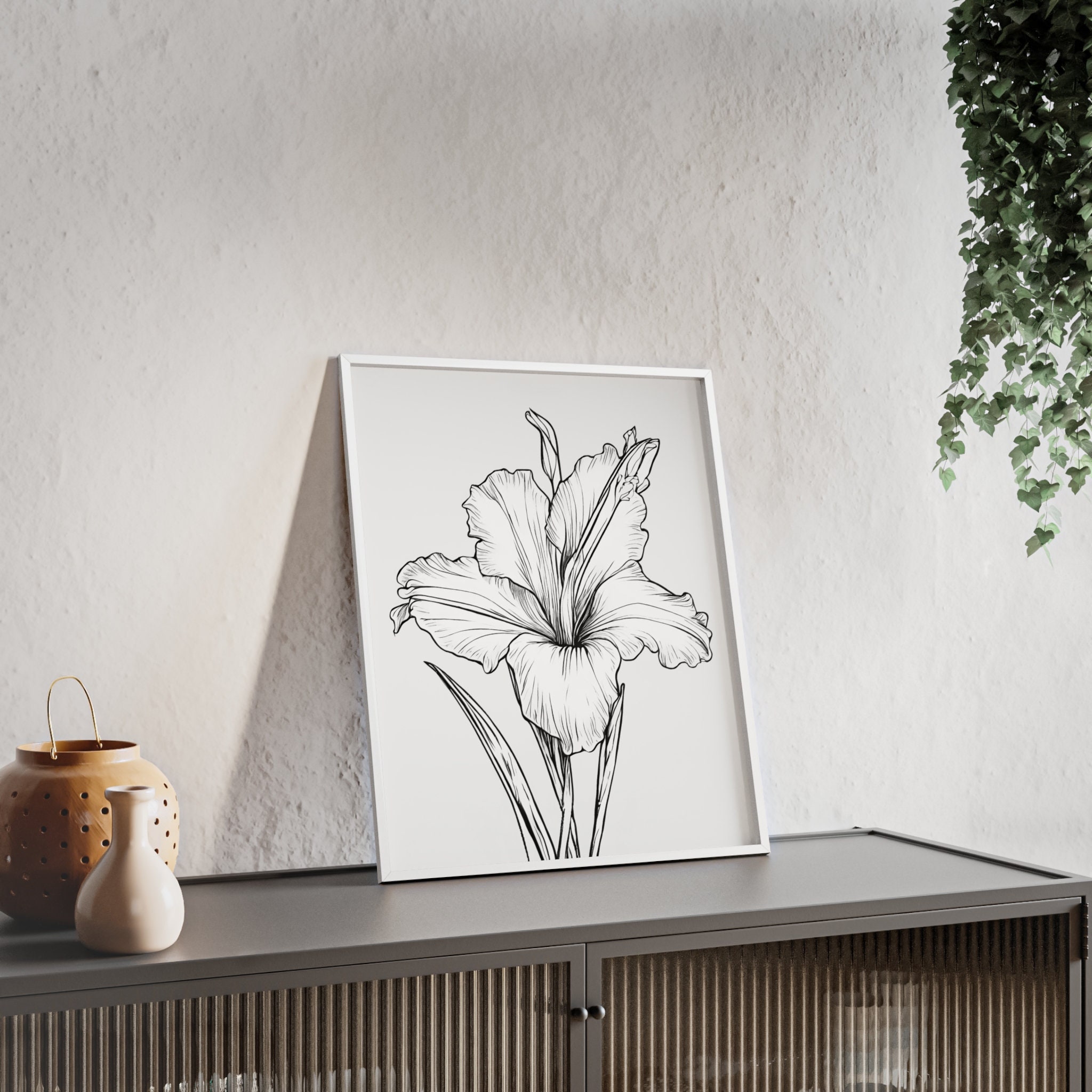 August Month Birth Flower Wall Art, Gladious Floral Wall Art, Wall ...