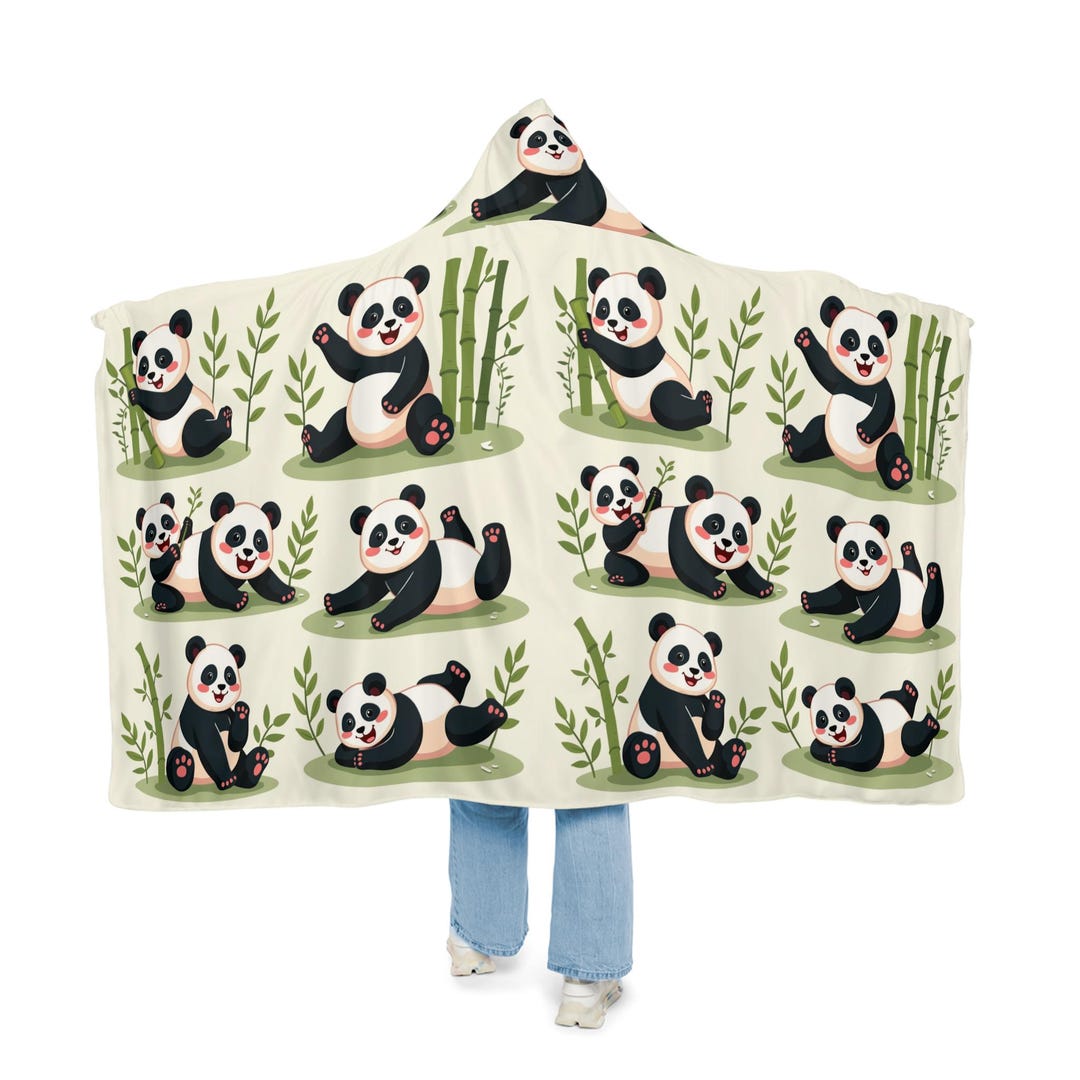 Snuggle Blanket, Playful Panda Cartoon Pattern for Animal Lovers ...