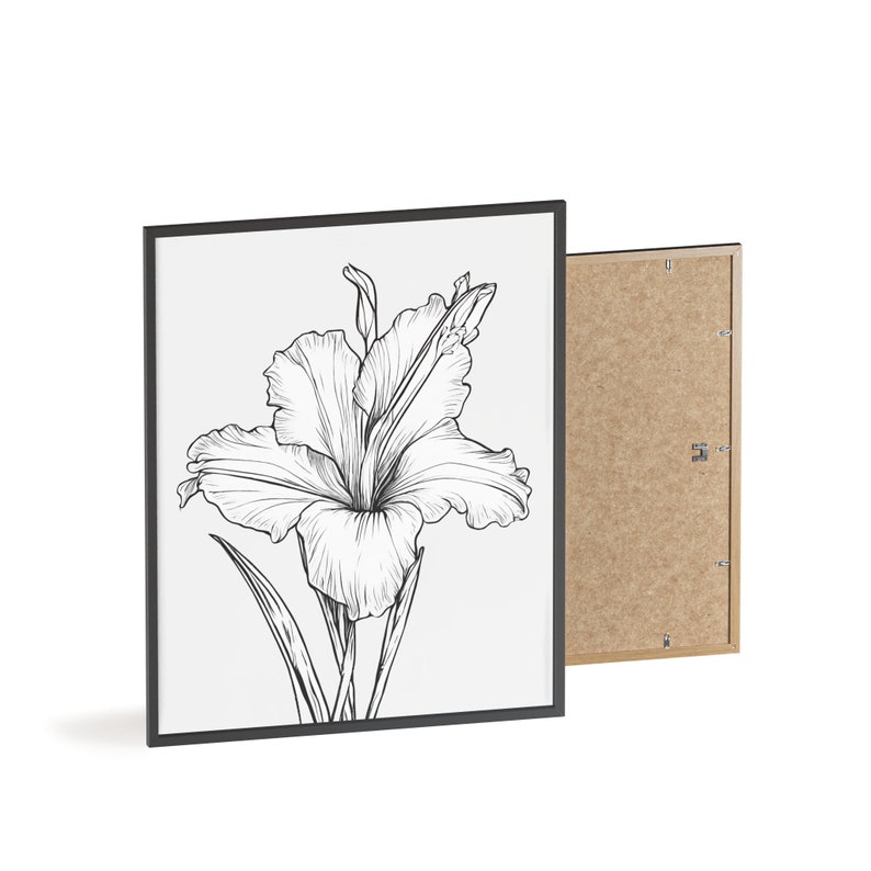 August Month Birth Flower Wall Art, Gladious Floral Wall Art, Wall ...