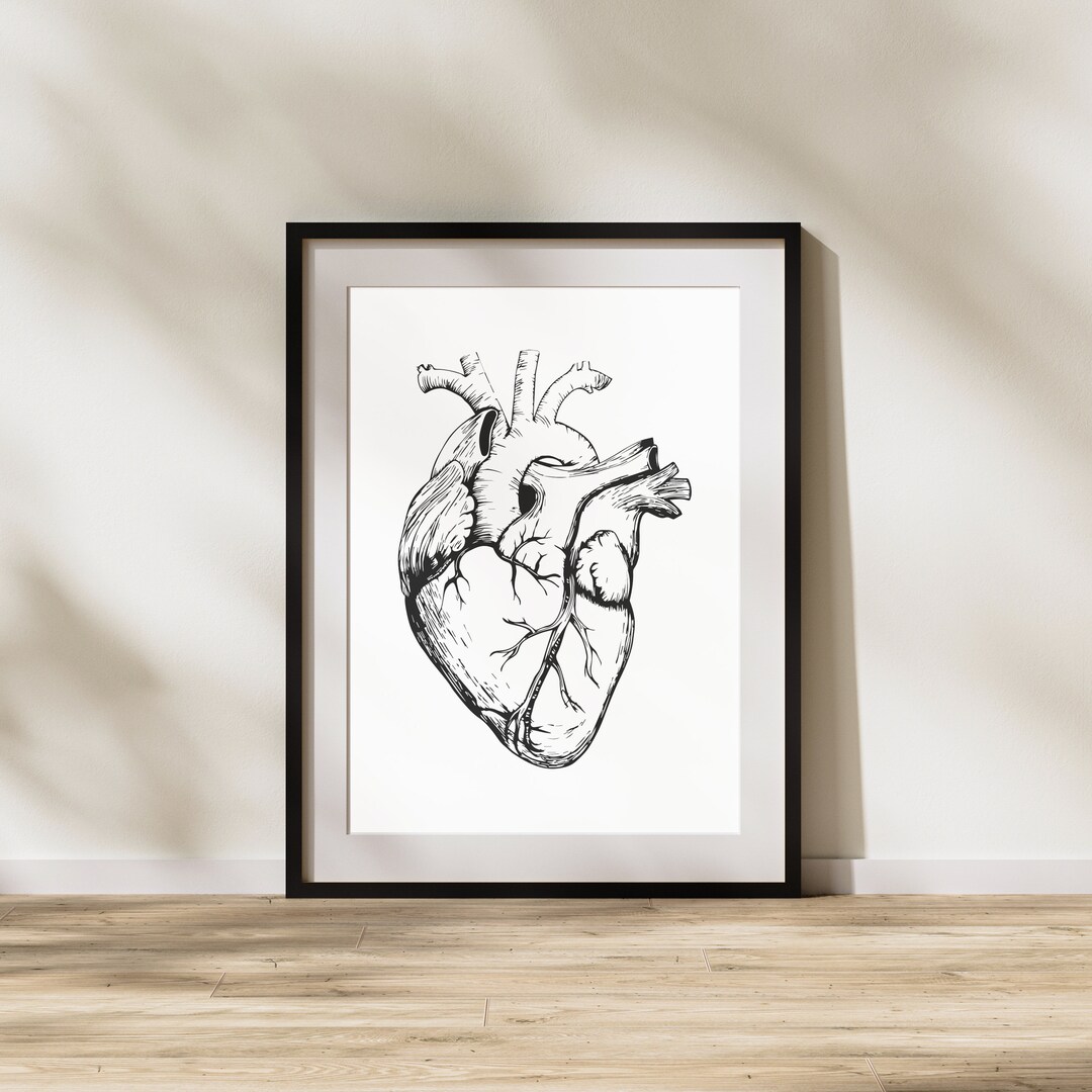Poster With Heart Print in Line Art in Matt Paper Gift Home Decoration ...