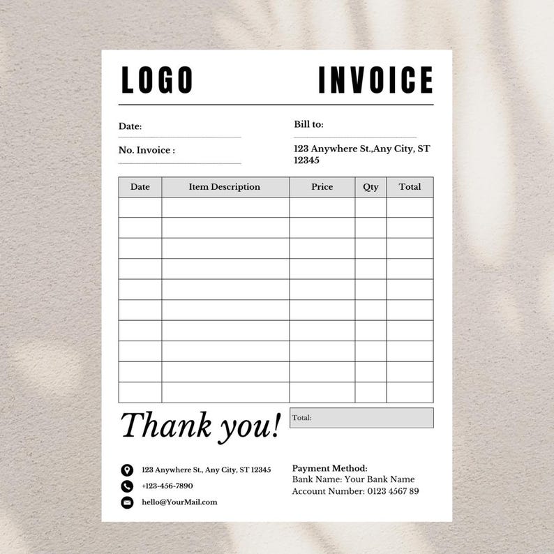 Editable Invoice Template Modern Invoice Design Printable Business ...