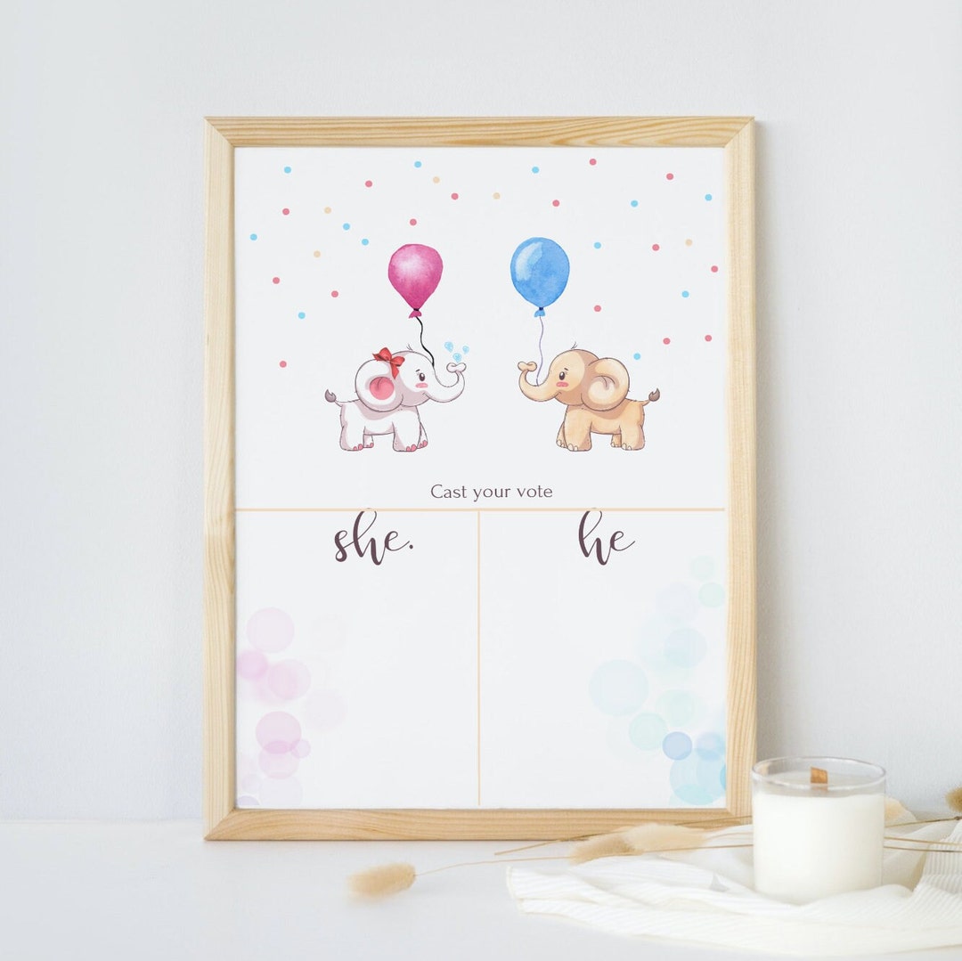 Gender Reveal Boy Girl Tally Sheet Sign EDITABLE Party Game Baby Shower ...