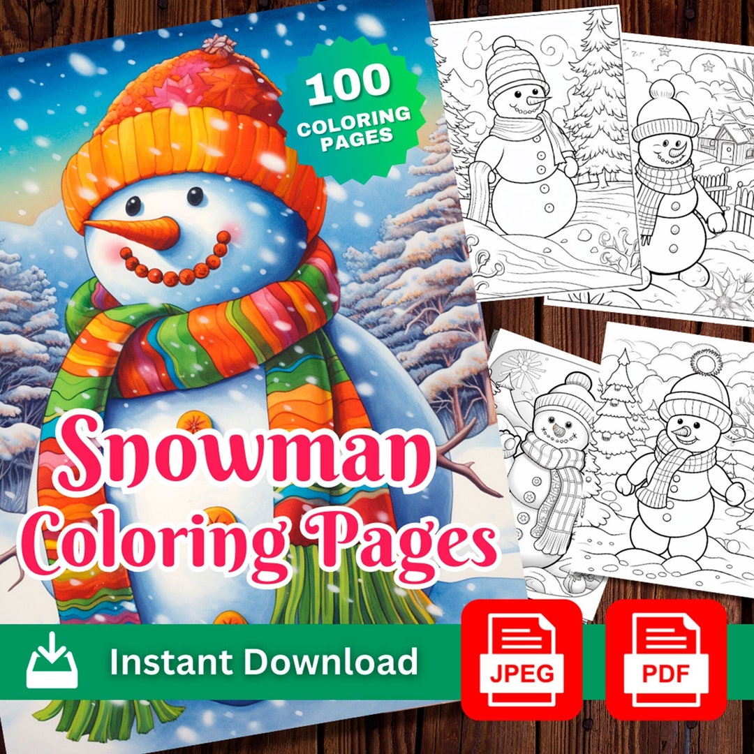 100 Snowman Coloring Pages, Printable Xmas Coloring Page, Christmas Coloring for Adults Kids ...