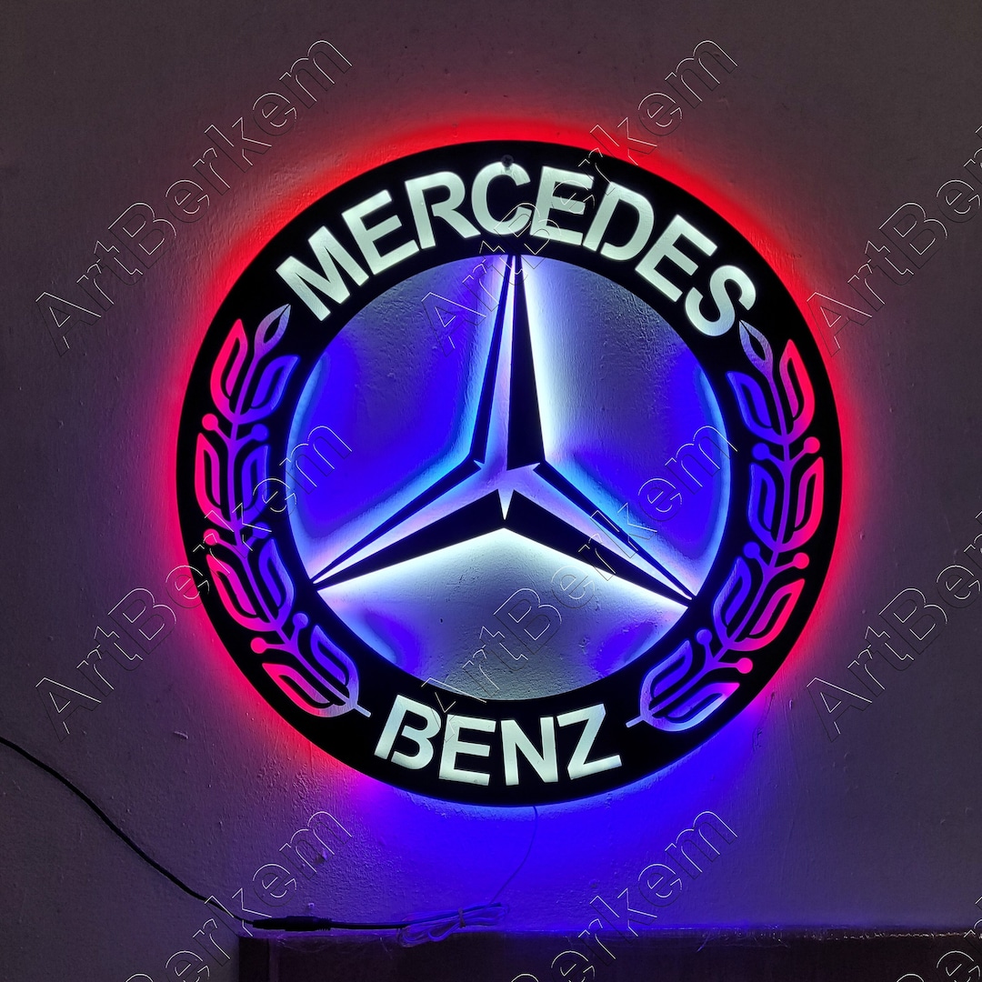 Mercedes Benz Led Sign, Mercedes Sign, Handmade Gift for Car Lovers ...