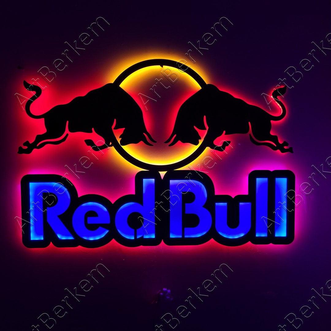 Redbull, Red Bull, enseigne en métal, décoration d'éclairage LED, art ...