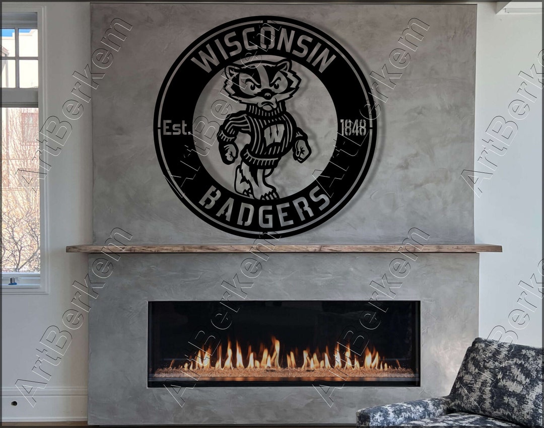 Wisconsin Badgers, Metal Line Sign, Metal Sign, LED Metal Wall Art ...