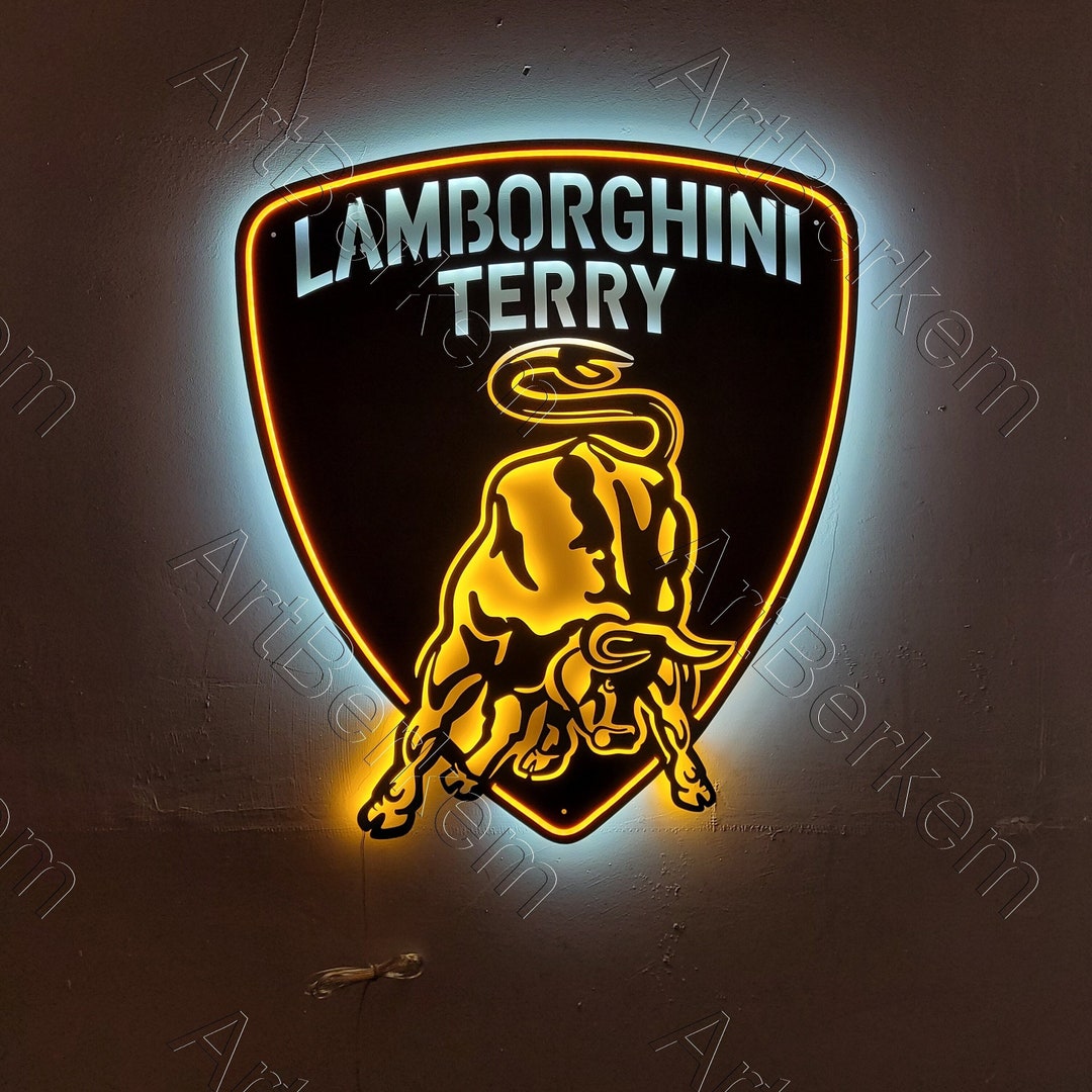 Lamborghini, Custom Sign, Bull, Sports Car Sign, Wall Art, Led Lighting ...