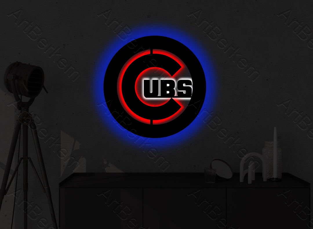 Chicago Cubs, Metal Led Wall Sign, Chicago Cubs Led Decor, Cubs Led ...