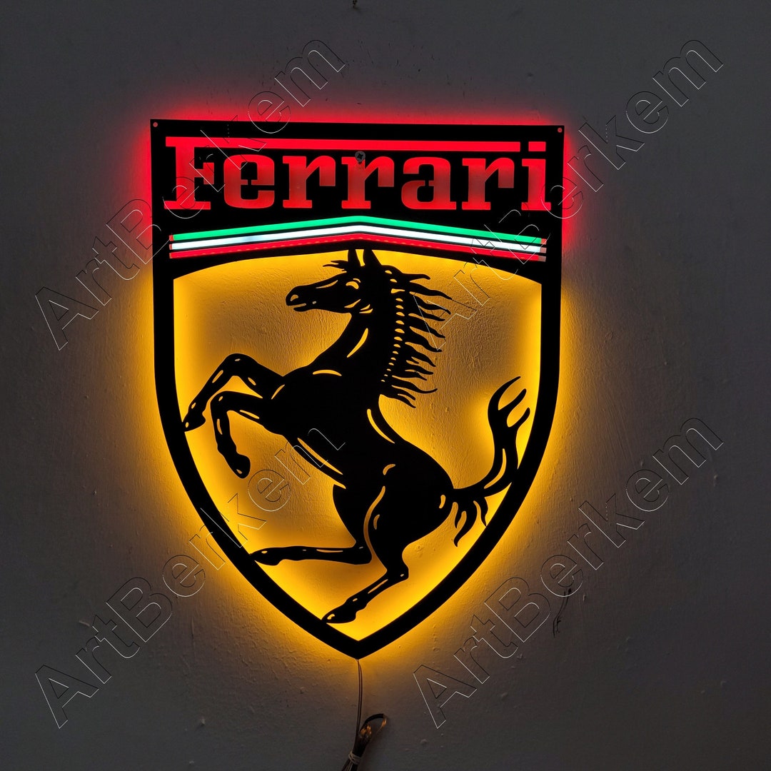Ferrari, Ferrari Sports Car Sign, Ferrari Car Sign, Metal Sign, Wall ...