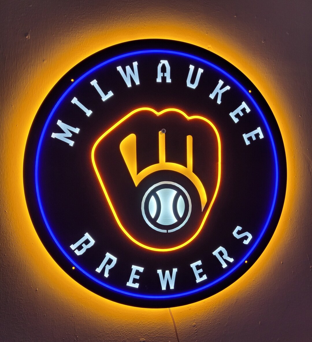 Milwaukee Brewers ,neon, Led Sign, Metal Sign, LED Metal Wall Art, Wall ...