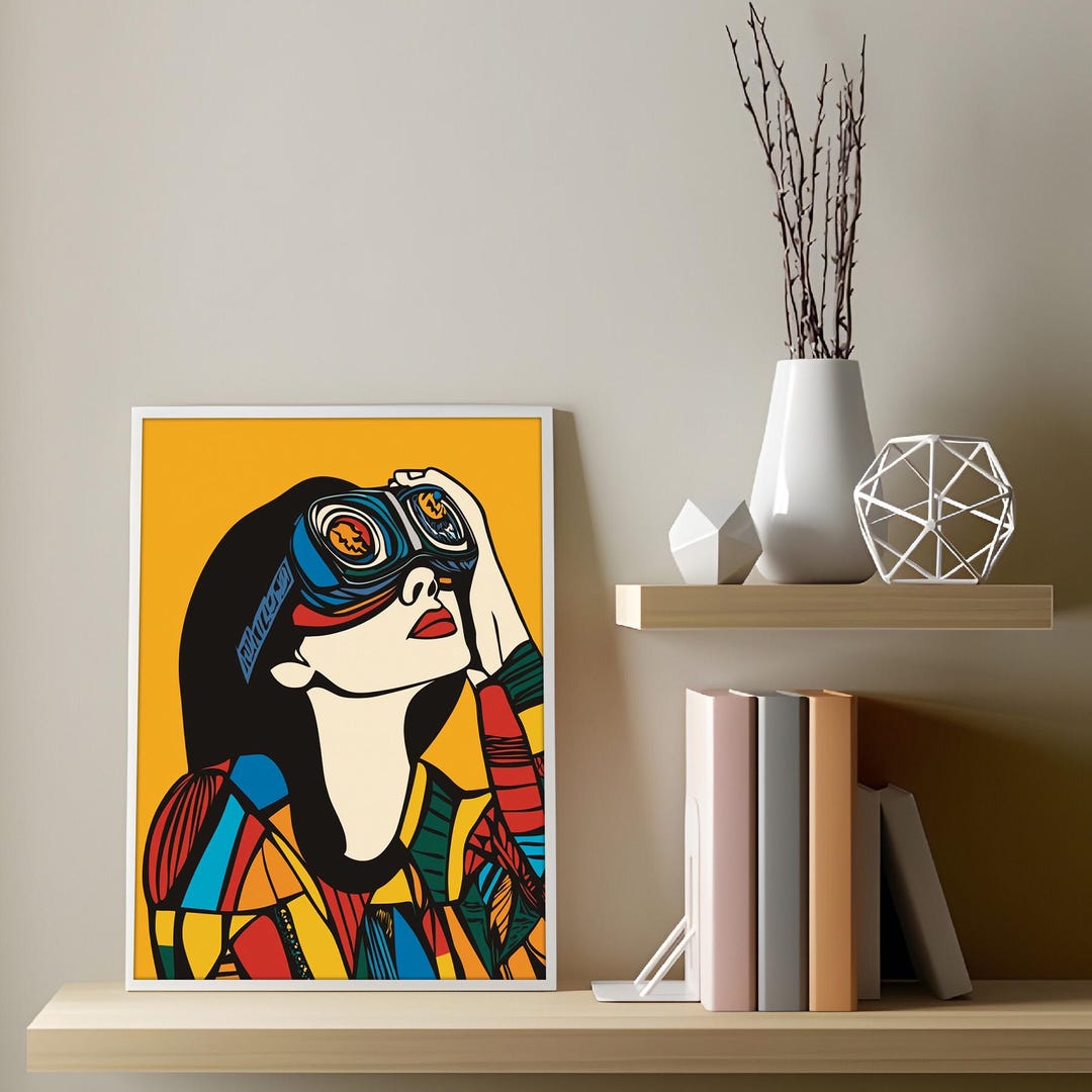 VR Glasses Poster Woman, Futuristic Wall Art, Virtual Reality Art ...