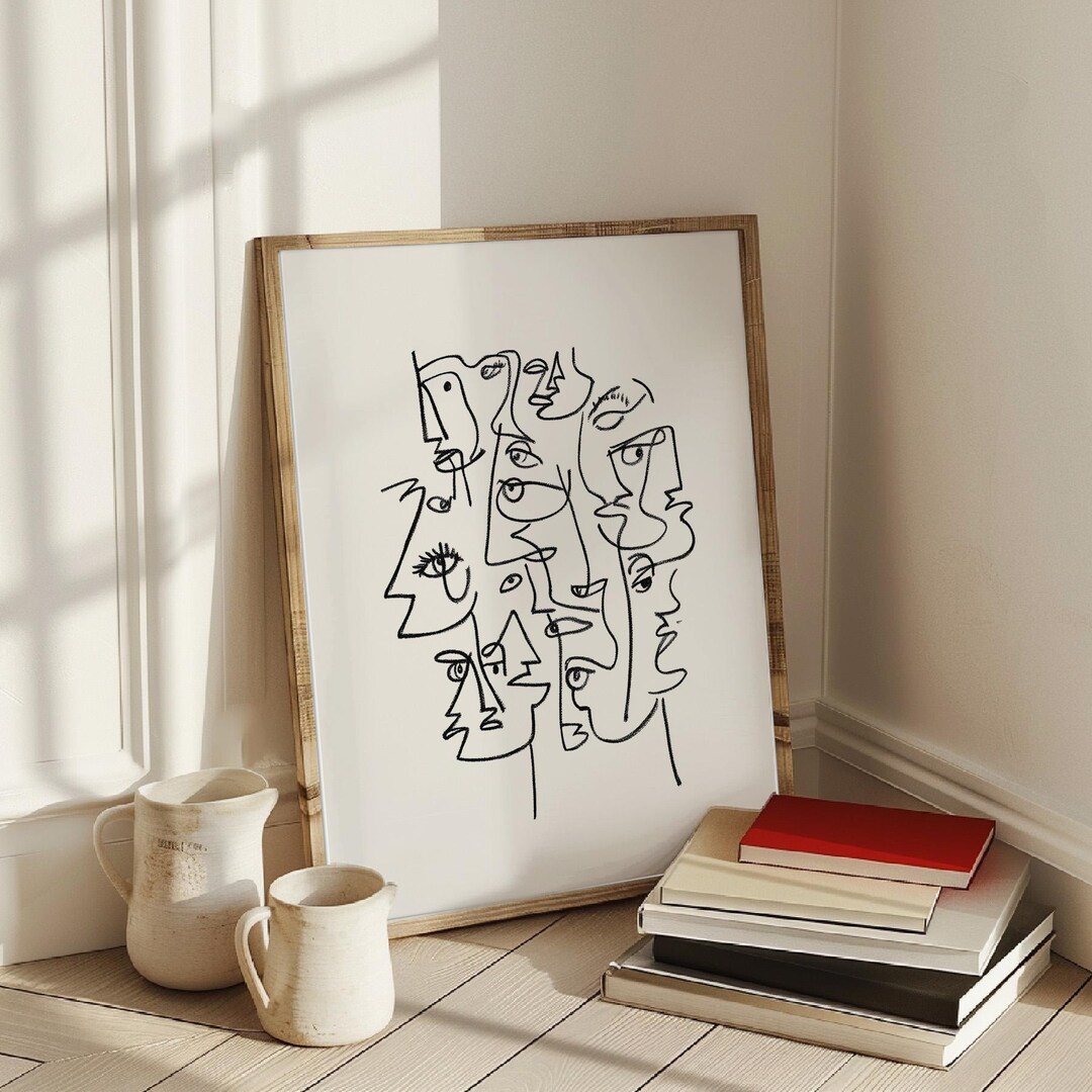 Picasso Wall Art, Poster One Line Drawing Picasso, One Line Art, Hugs ...