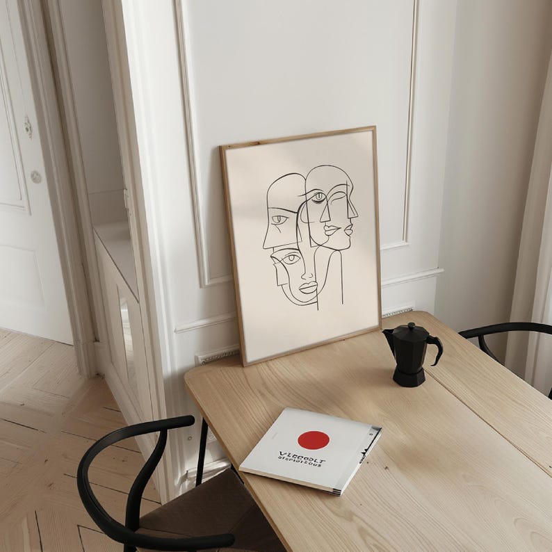 Picasso Wall Art, Poster One Line Drawing Picasso, One Line Art, Hugs ...