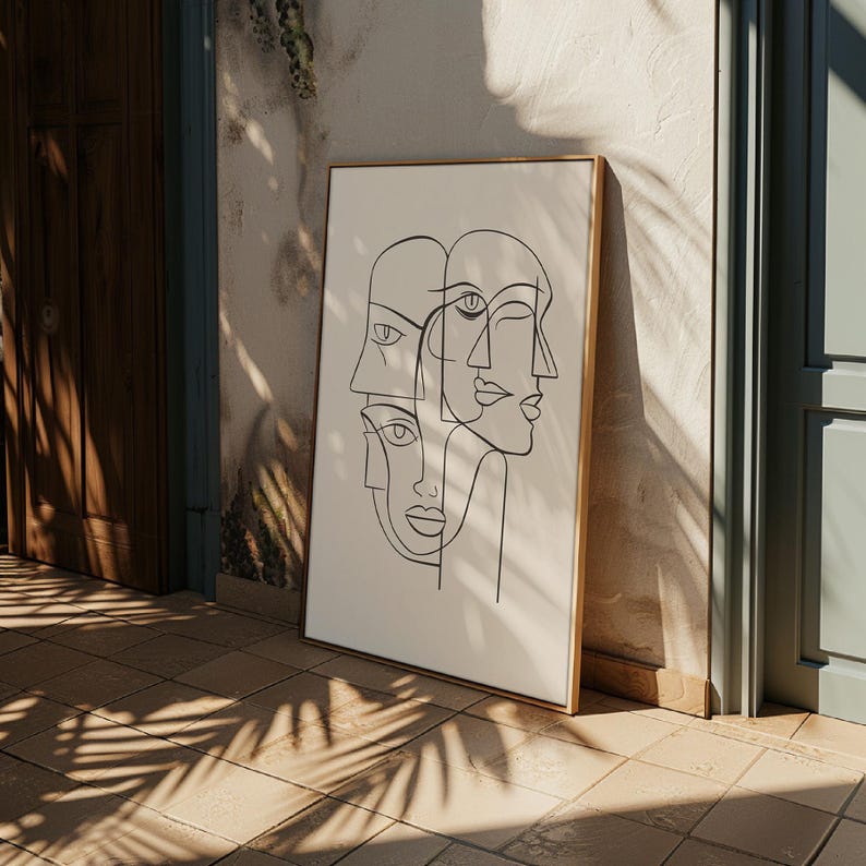 Picasso Wall Art, Poster One Line Drawing Picasso, One Line Art, Hugs ...