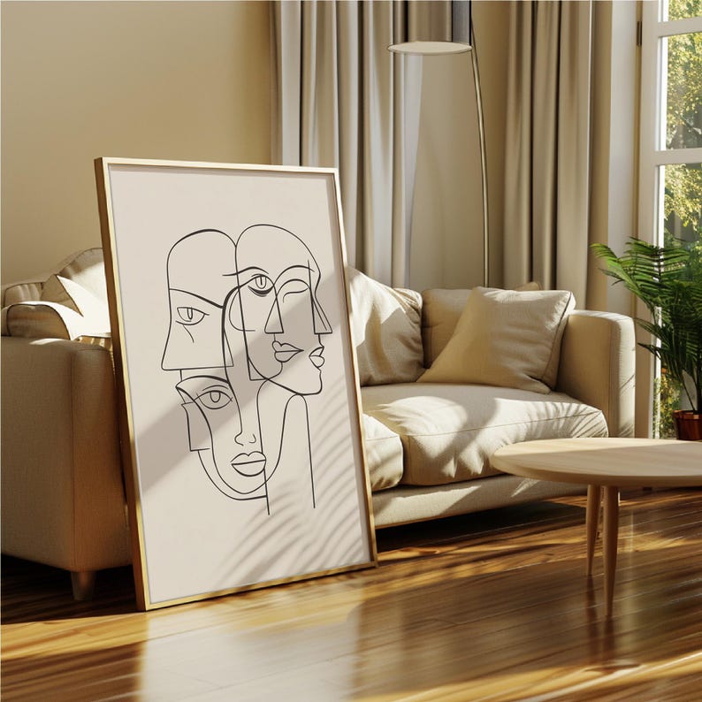 Picasso Wall Art, Poster One Line Drawing Picasso, One Line Art, Hugs ...
