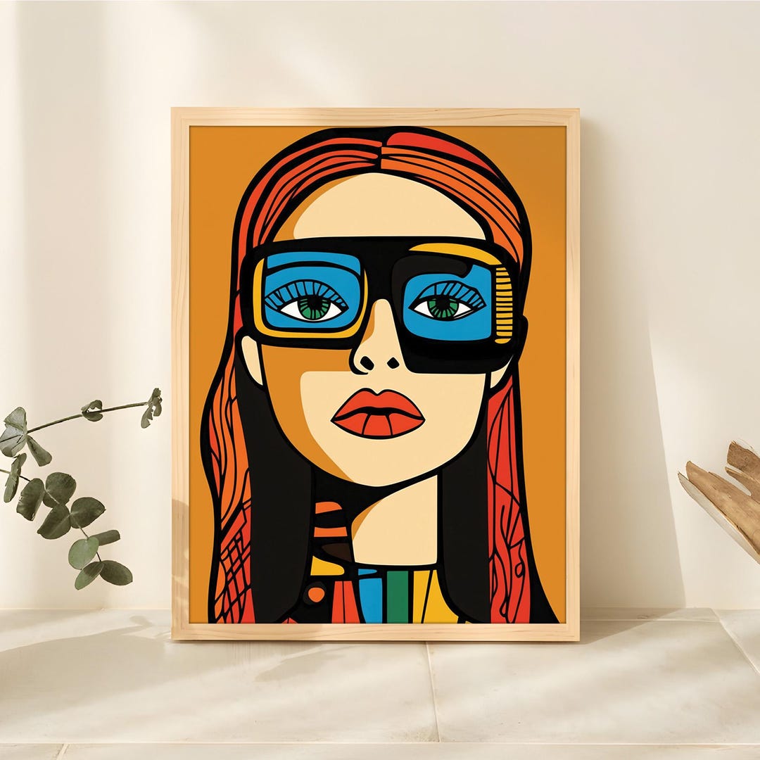 VR Glasses Poster Woman, Futuristic Wall Art, Virtual Reality Art ...